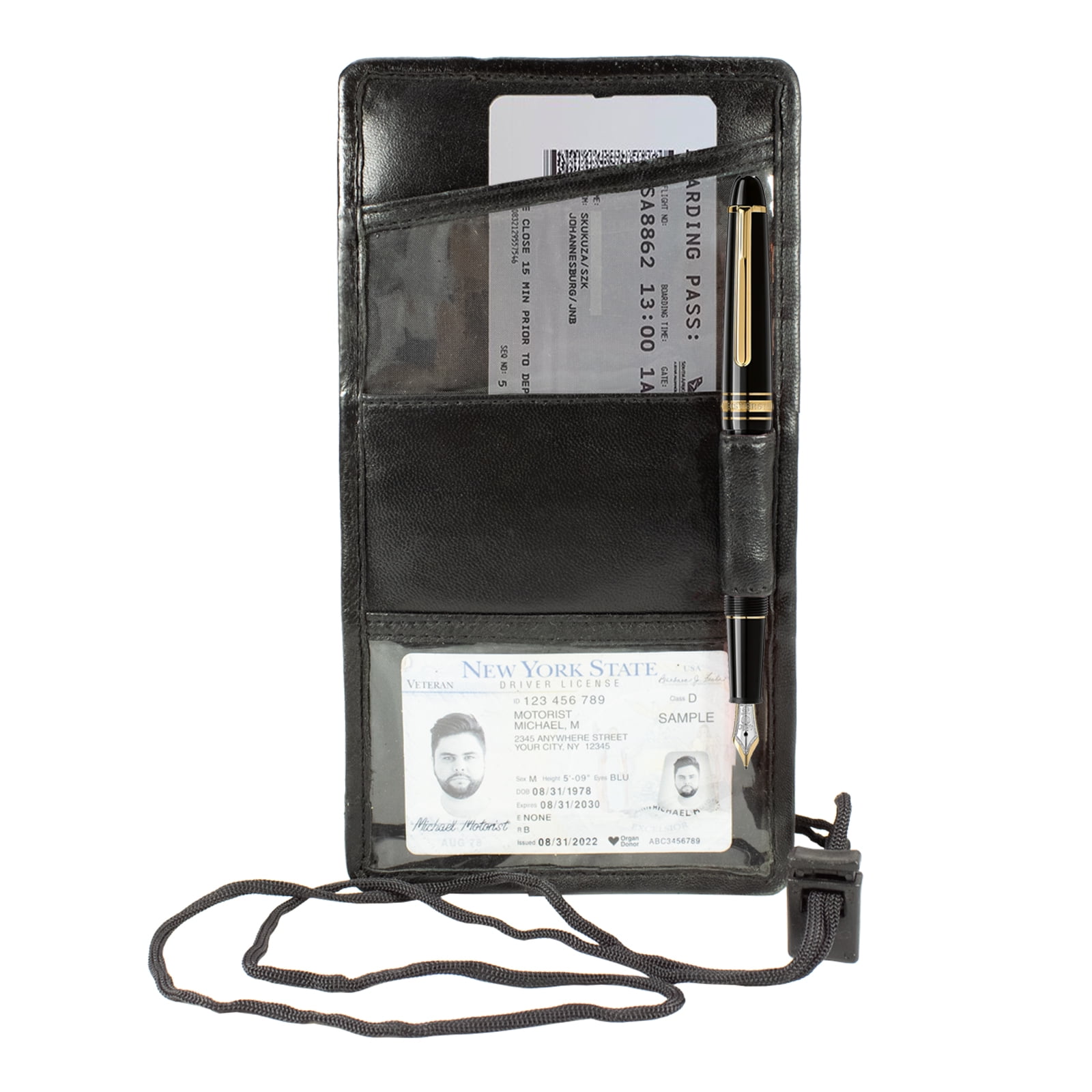 Genuine Leather Identification Boarding Pass Holder Travel ID Passport ...