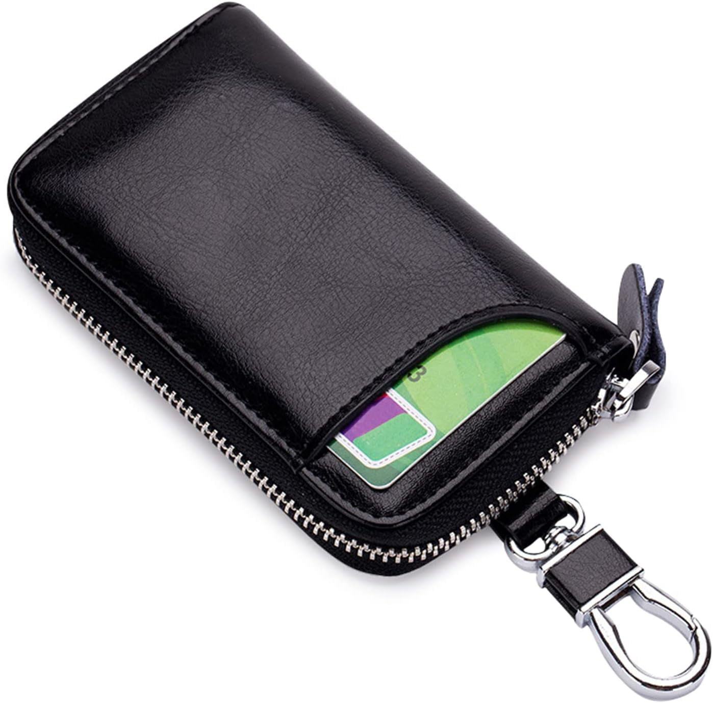 Genuine Leather Key Case Car Key Bag Key Pouch Portable Card Holder ...