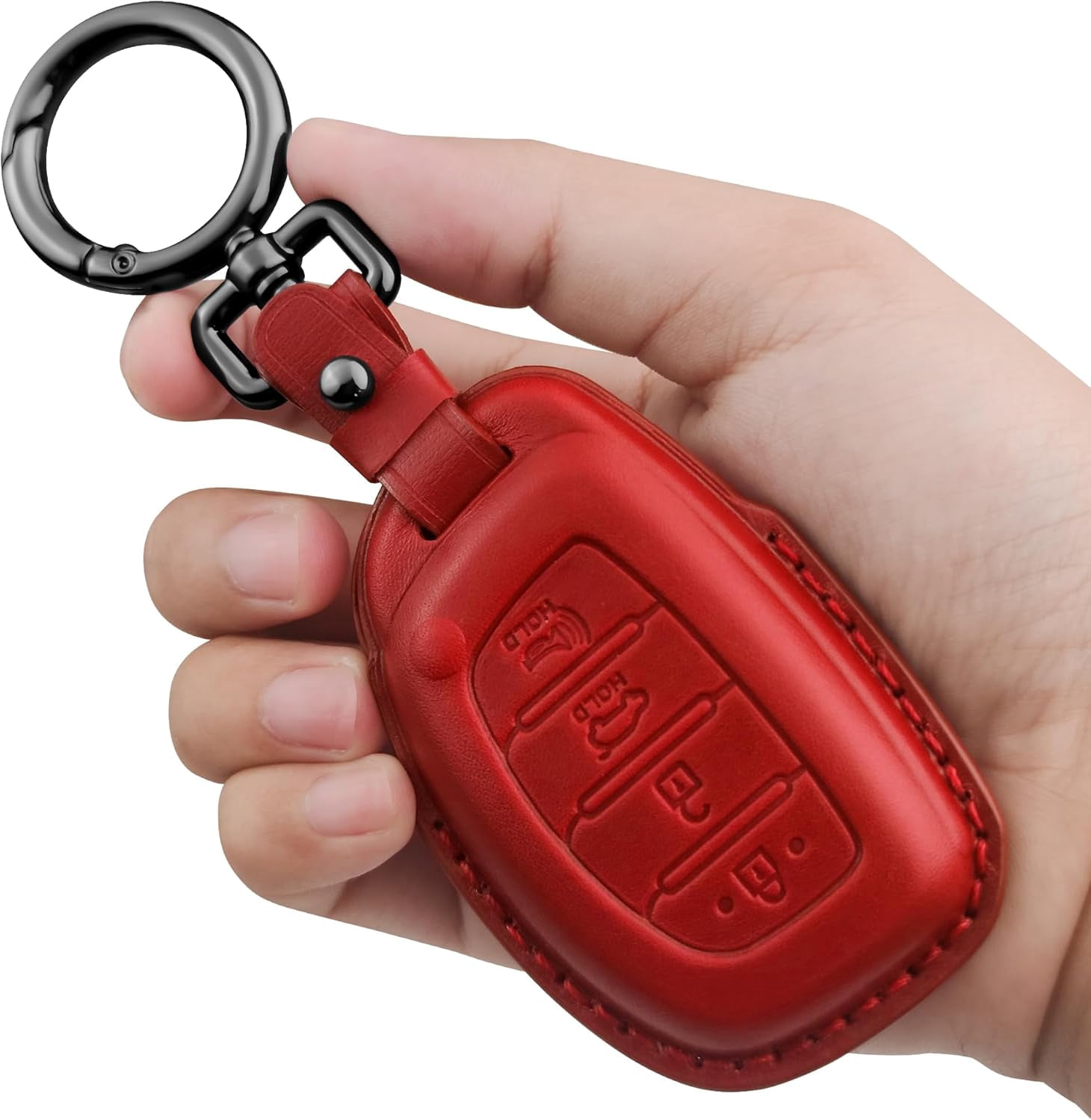 Genuine Leather Key Fob Cover Smart Key Holder Sleeve Fit for Hyundai ...