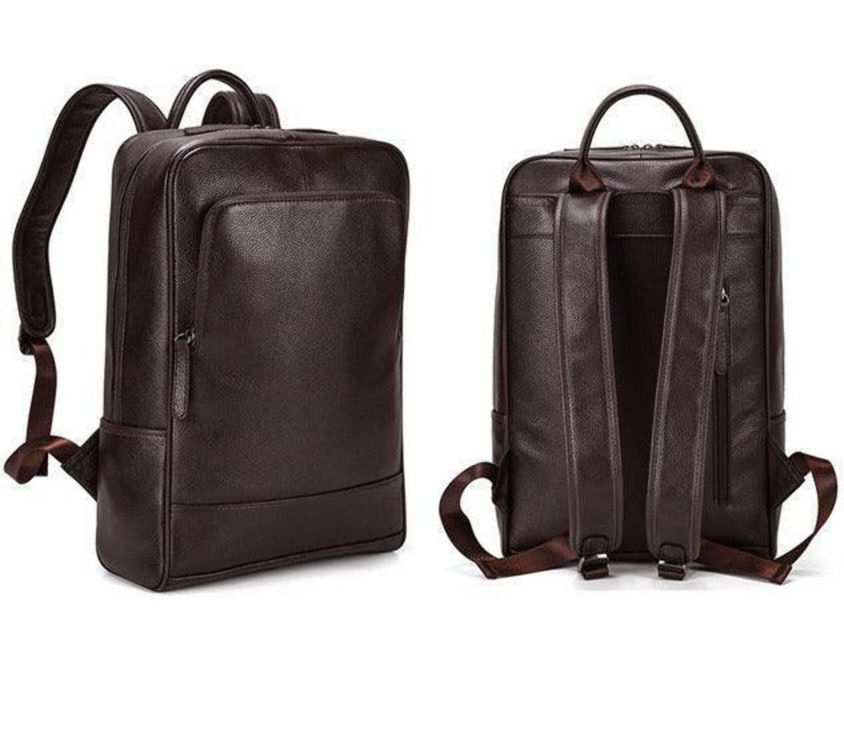 Genuine Leather Laptop Backpack 15.6 In Laptop Computer Bag Usb ...