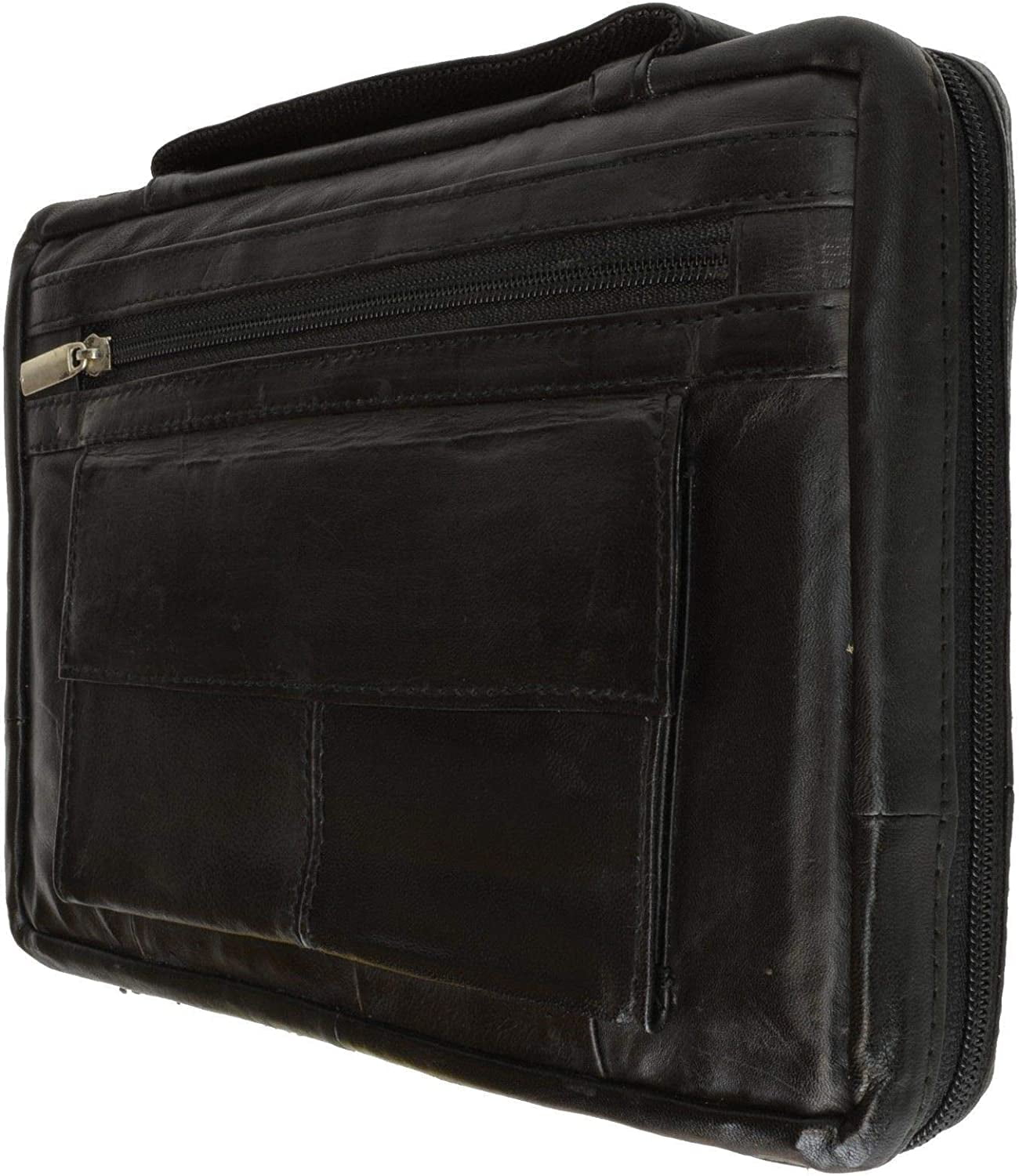 Genuine Leather Large Book Covers Bible Covers with Handle (Black ...