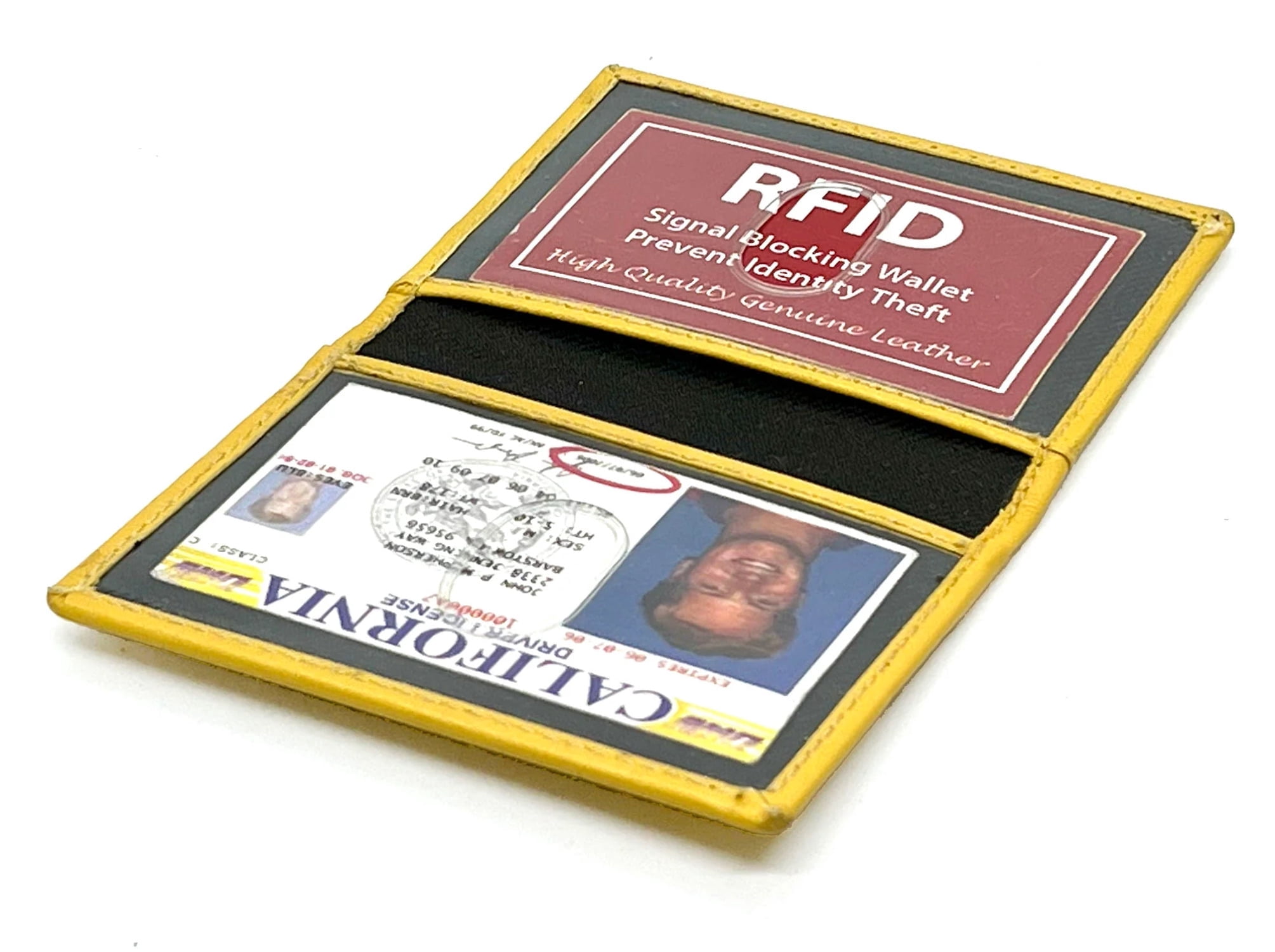 Genuine Leather Leather Credit Card Mini Wallet Bifold Driver's License ...