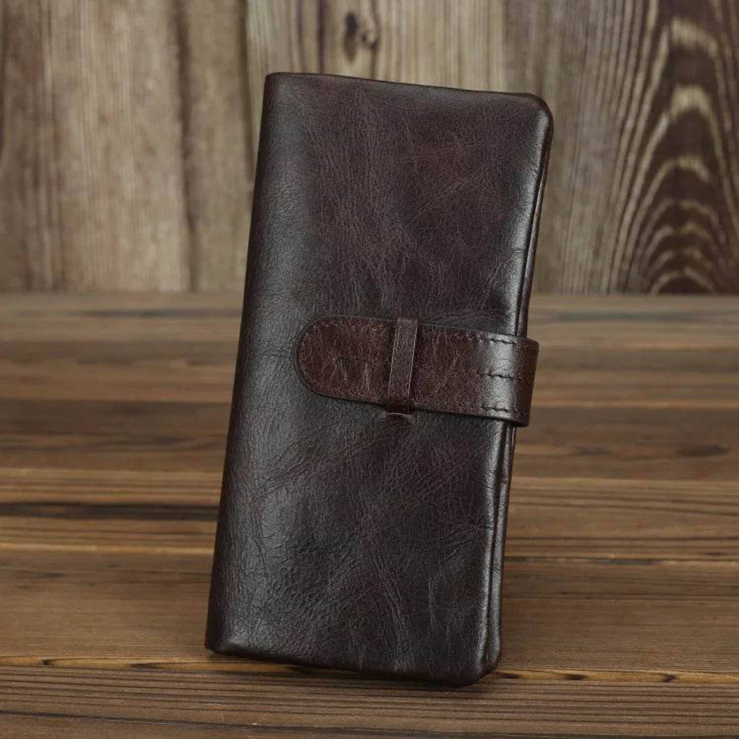 Genuine Leather Long Wallet for Men Women Anti-Theft Purse - Walmart.com