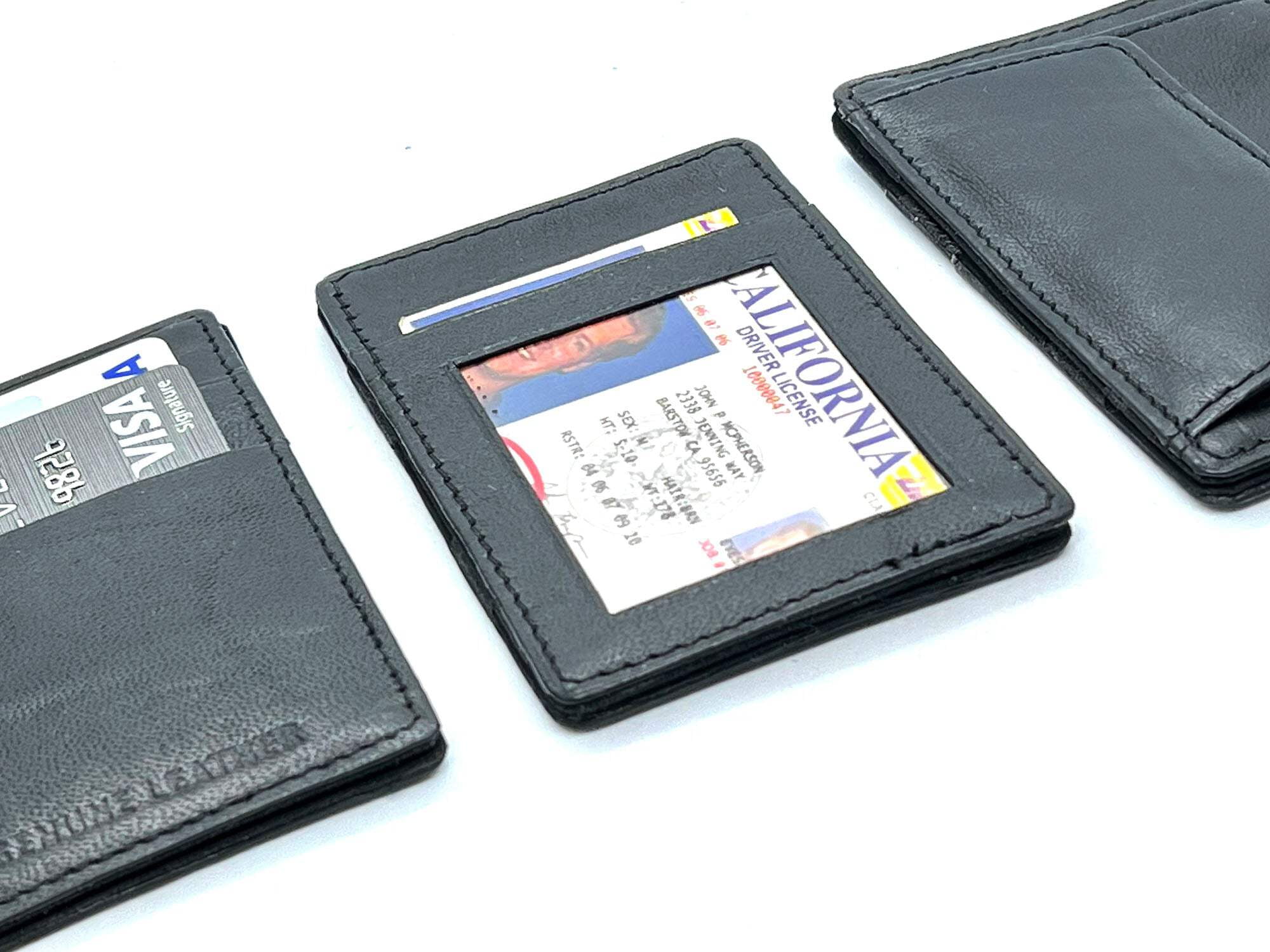 Genuine Leather Magic Wallet Slim Credit Card Bill fold Note Holder ...