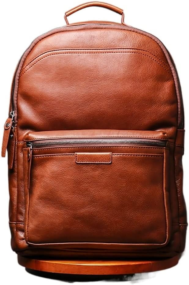 Genuine Leather Men Backpack 14 Inch Laptop Backpack Travel School ...