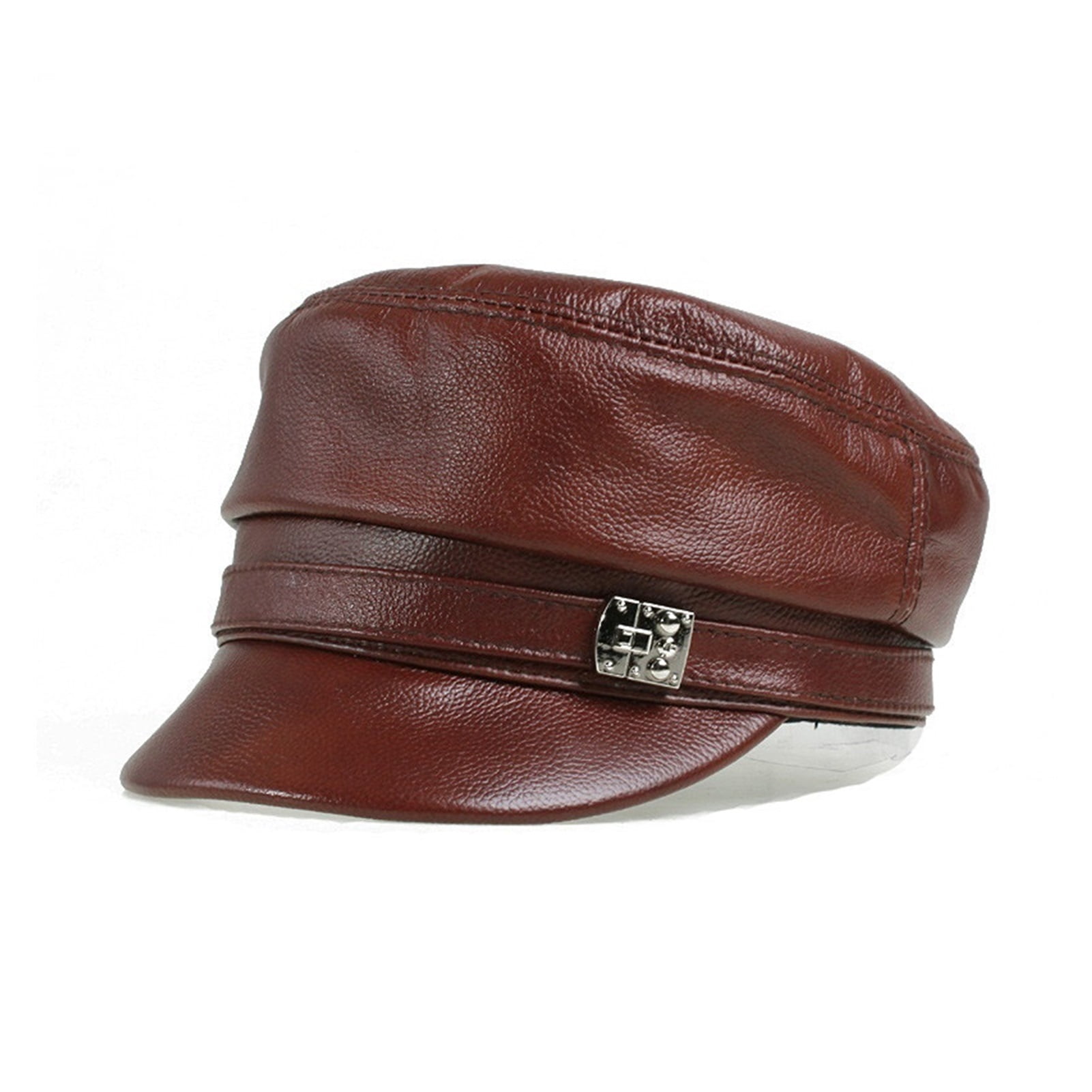 Genuine Leather Men Baseball Cap Hat Men's Real Leather Adult Solid ...