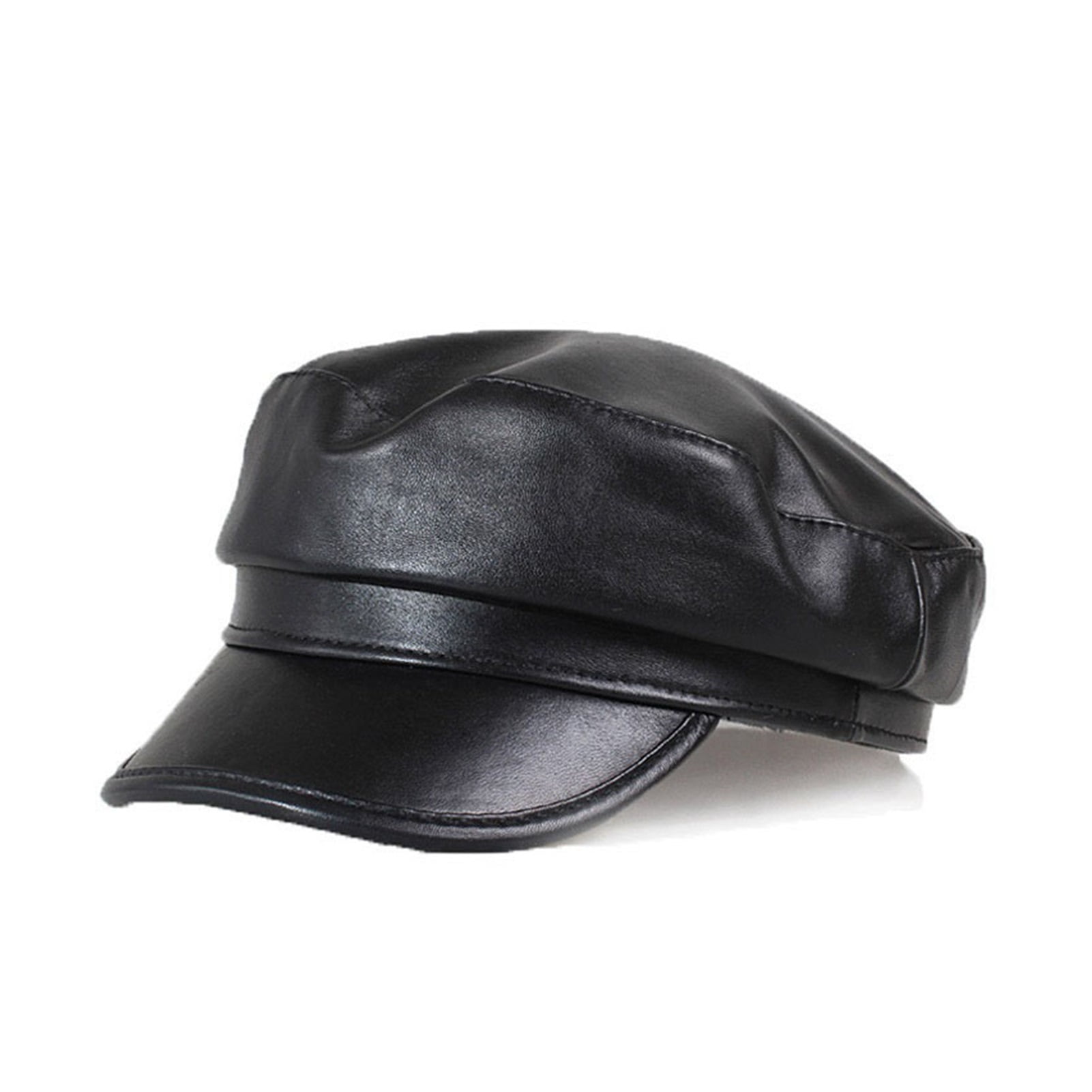 Genuine Leather Men Baseball Cap Hat Men's Real Leather Adult Solid ...