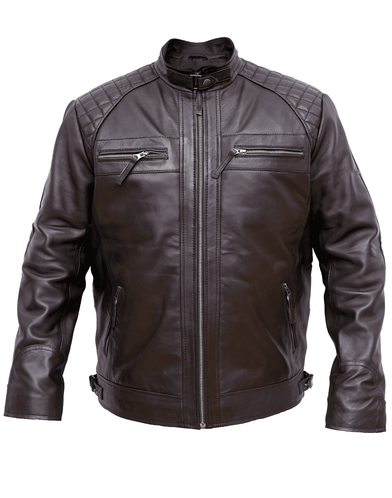 Genuine Leather Men Biker Jacket | Sheepskin Motorcycle Brown Vintage ...