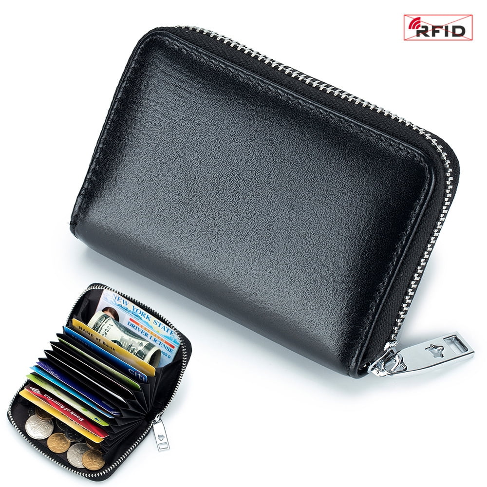 Genuine Leather Men's Card Wallet with Multiple Card Slots, Large ...