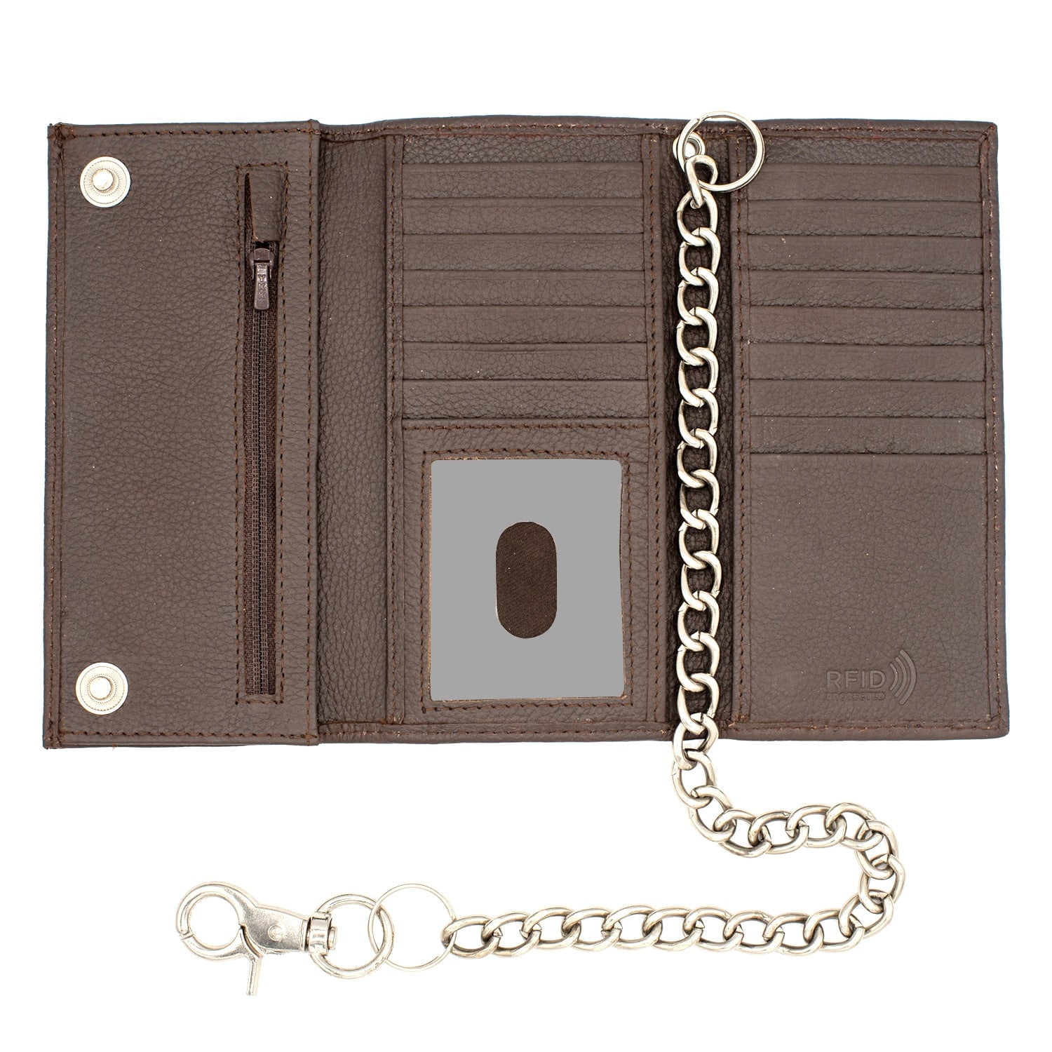 Genuine Leather Men's Chain Biker Wallet Trifold Checkbook RFID ...