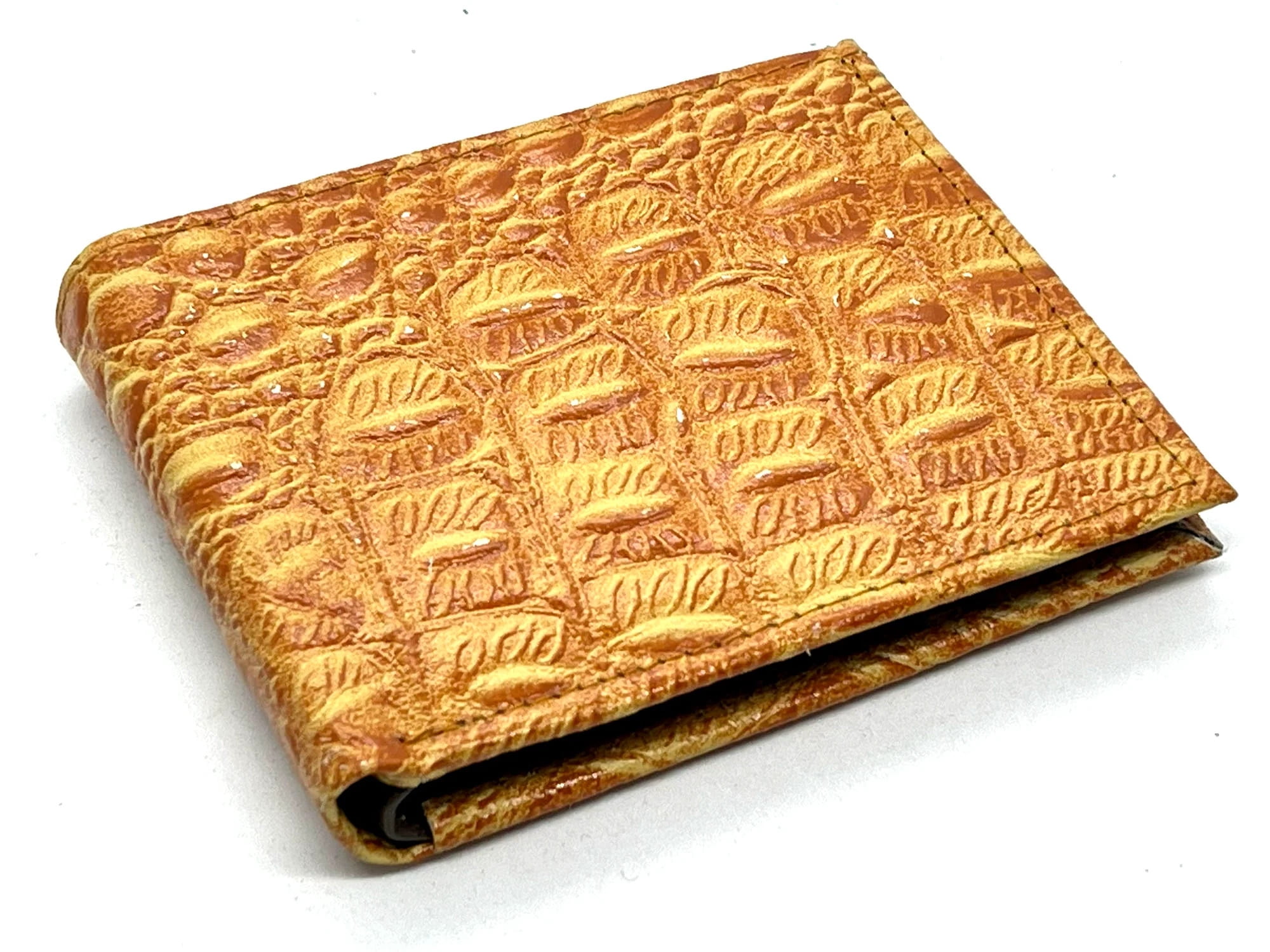 Genuine Leather Men's Croc Print Bifold Wallet Flip Up Card Holder ...