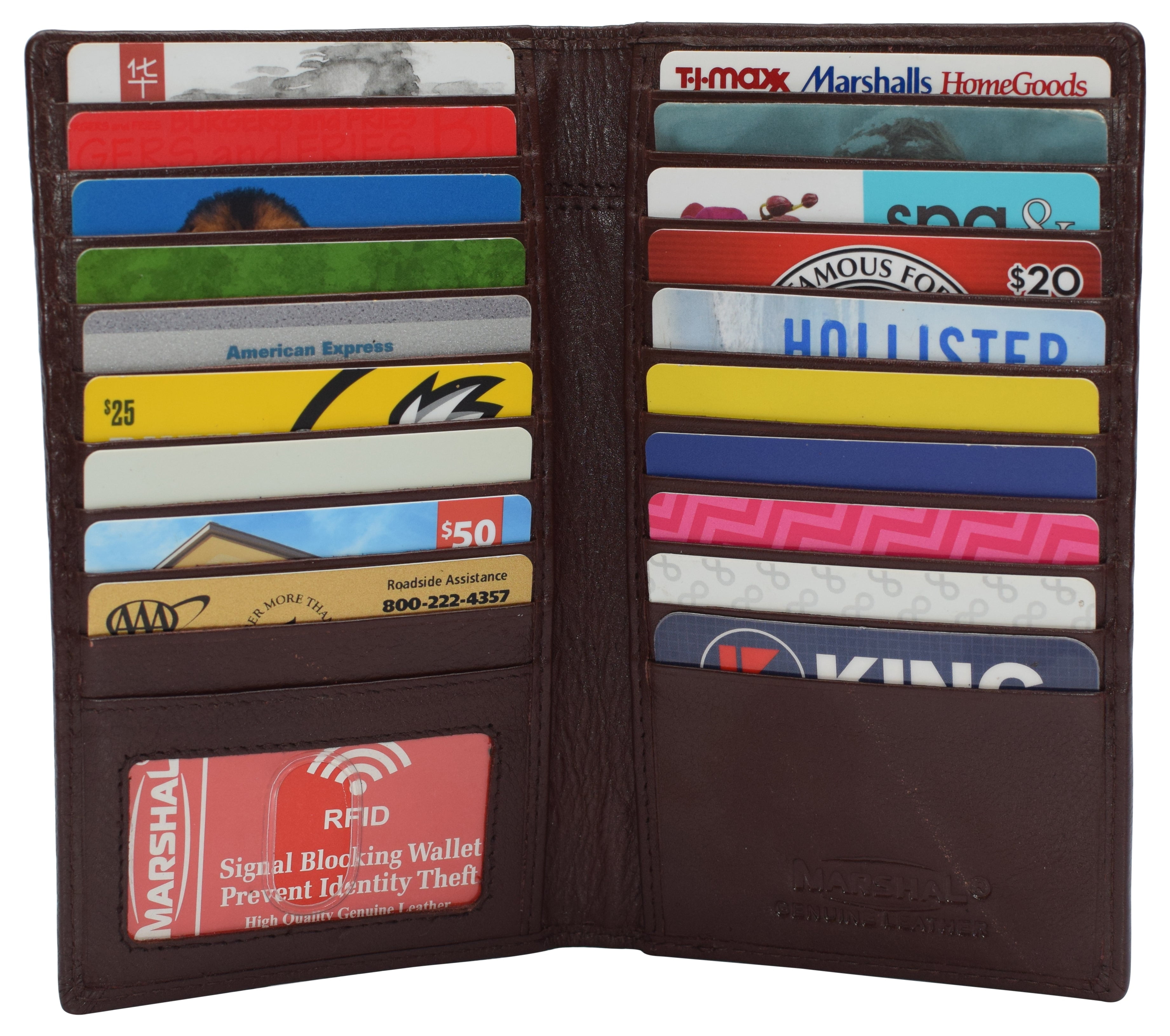 Genuine Leather Mens Long ID 19 Credit Card Security Wallet RFID ...