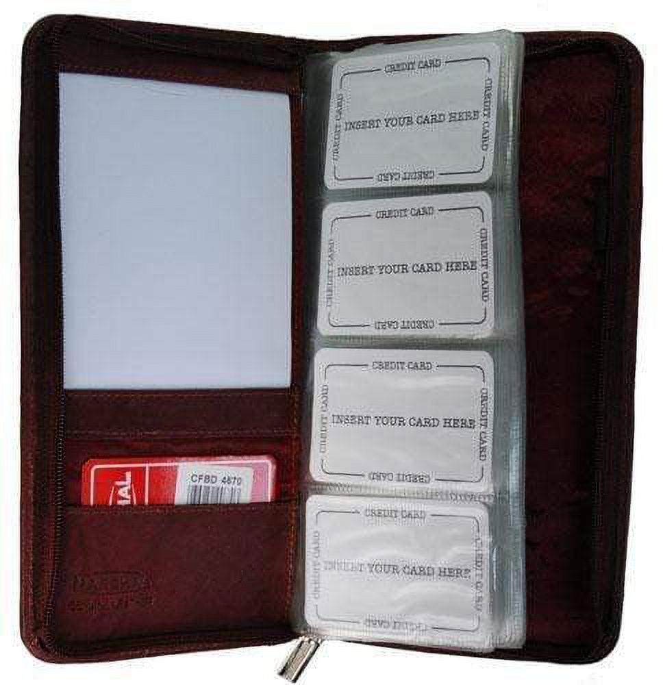 Genuine Leather Mens Zip Around Office Multi Business Credit Card ...
