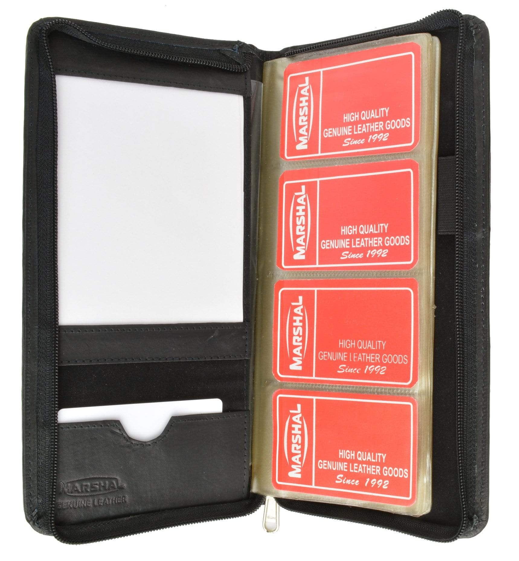 Genuine Leather Mens Zip Around Office Multi Business Credit Card ...