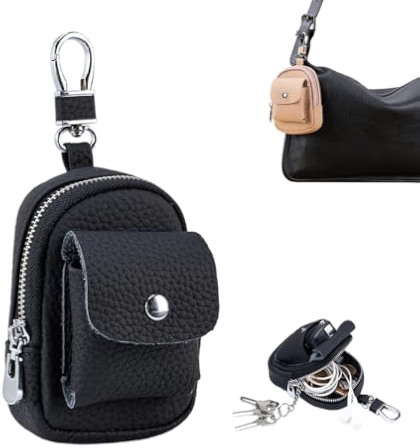 Genuine Leather Mini Backpack Keychain, Cute Mini Backpack Purse for ...