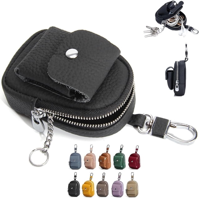Genuine Leather Mini Backpack Keychain, Travel Coin Purse & Makeup Bag ...