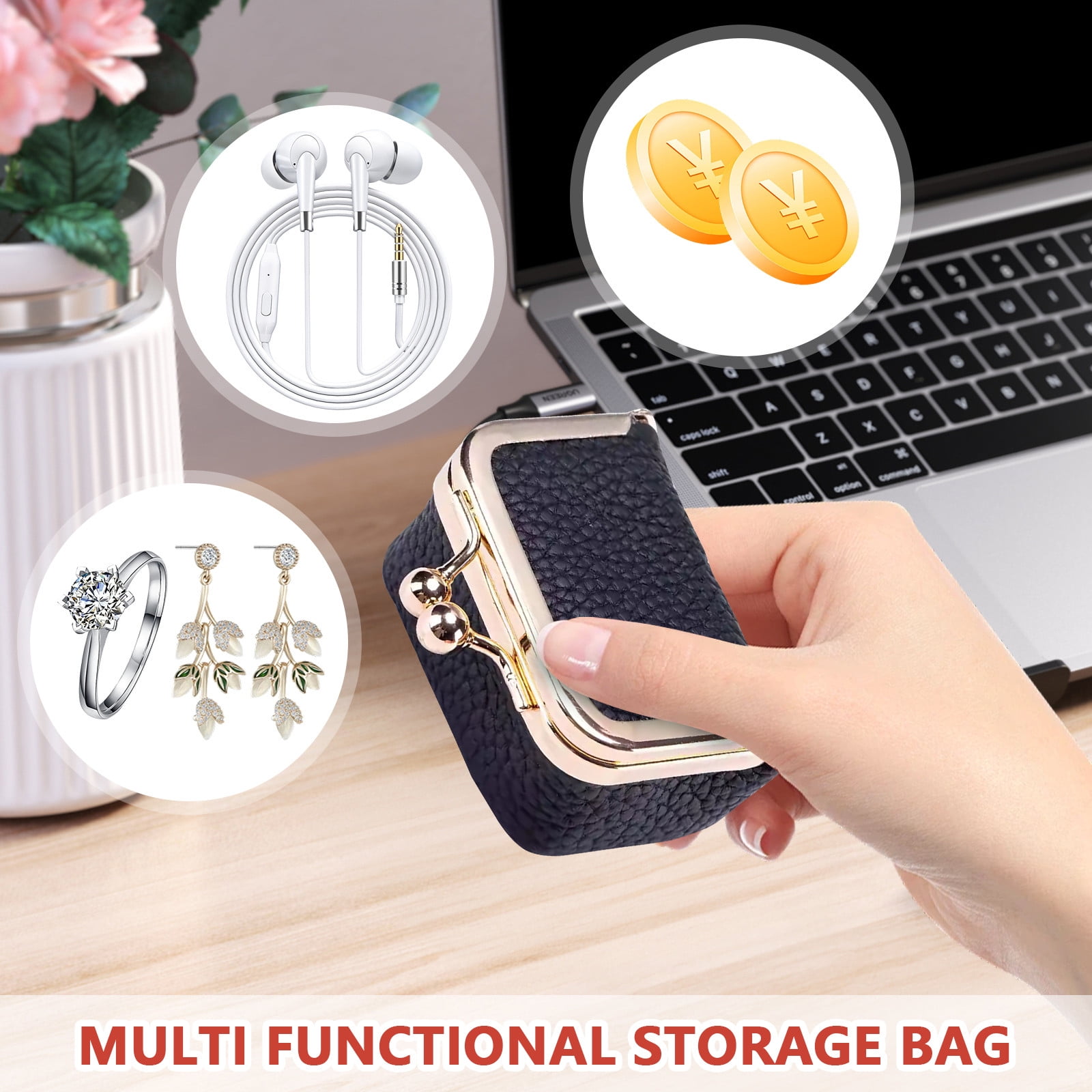 Genuine Leather Mini Jewelry Box, Compact Jewelry Box, Multifunctional ...