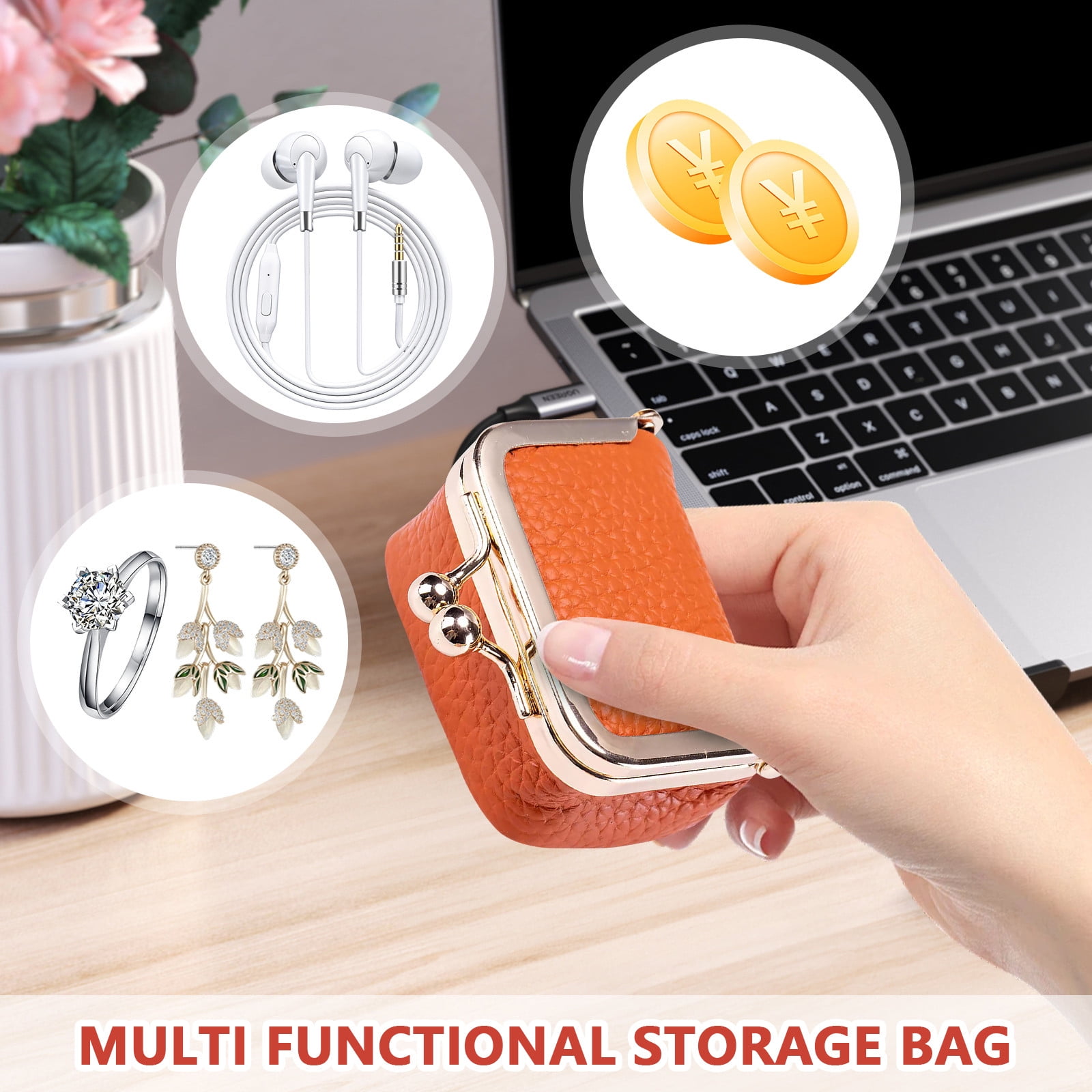 Genuine Leather Mini Jewelry Box, Portable Vintage-Inspired Genuine ...