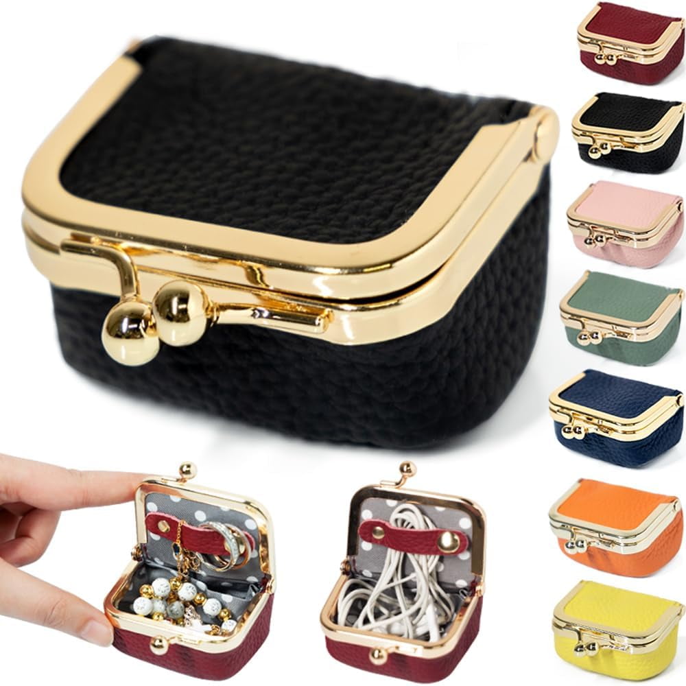 Genuine Leather Mini Jewelry Box, Portable Vintage-Inspired Genuine ...