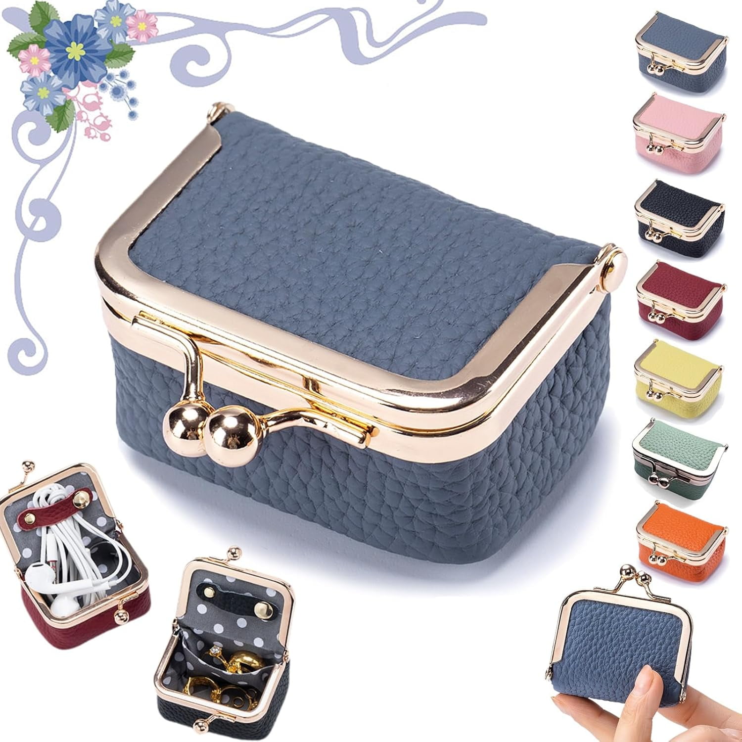 Genuine Leather Mini Jewelry Box, Portable Vintage-Inspired Genuine ...