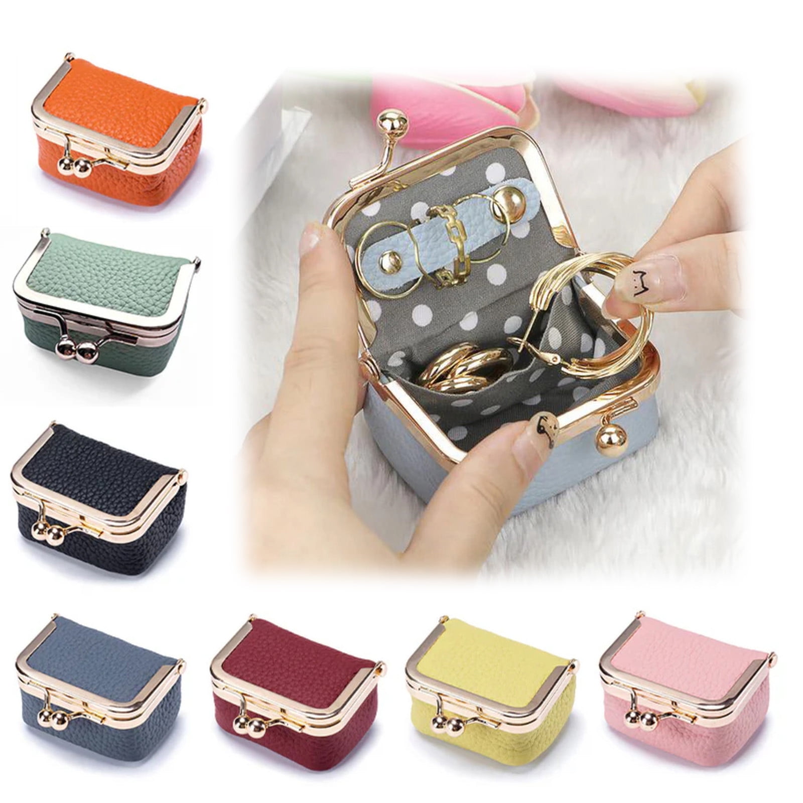 Genuine Leather Mini Jewelry Box, Small Travel Jewelry Case for Women ...