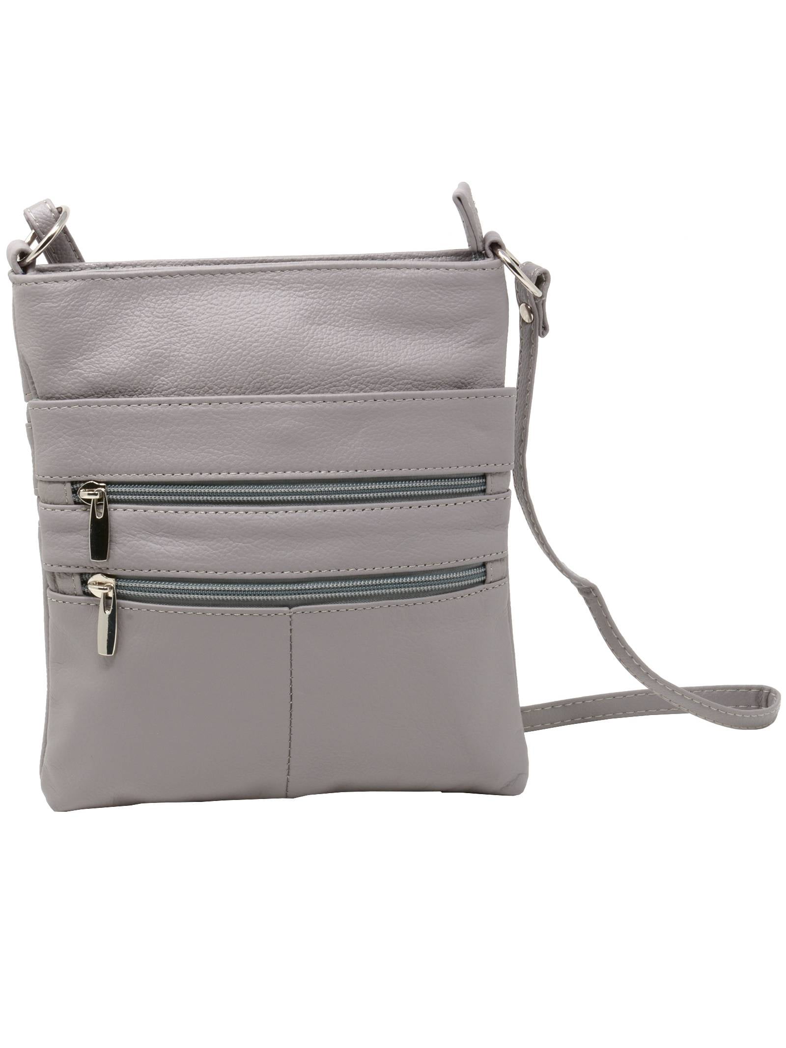 Genuine Leather Organizer Purse Mini Handbag Travel Bag Zippered ...