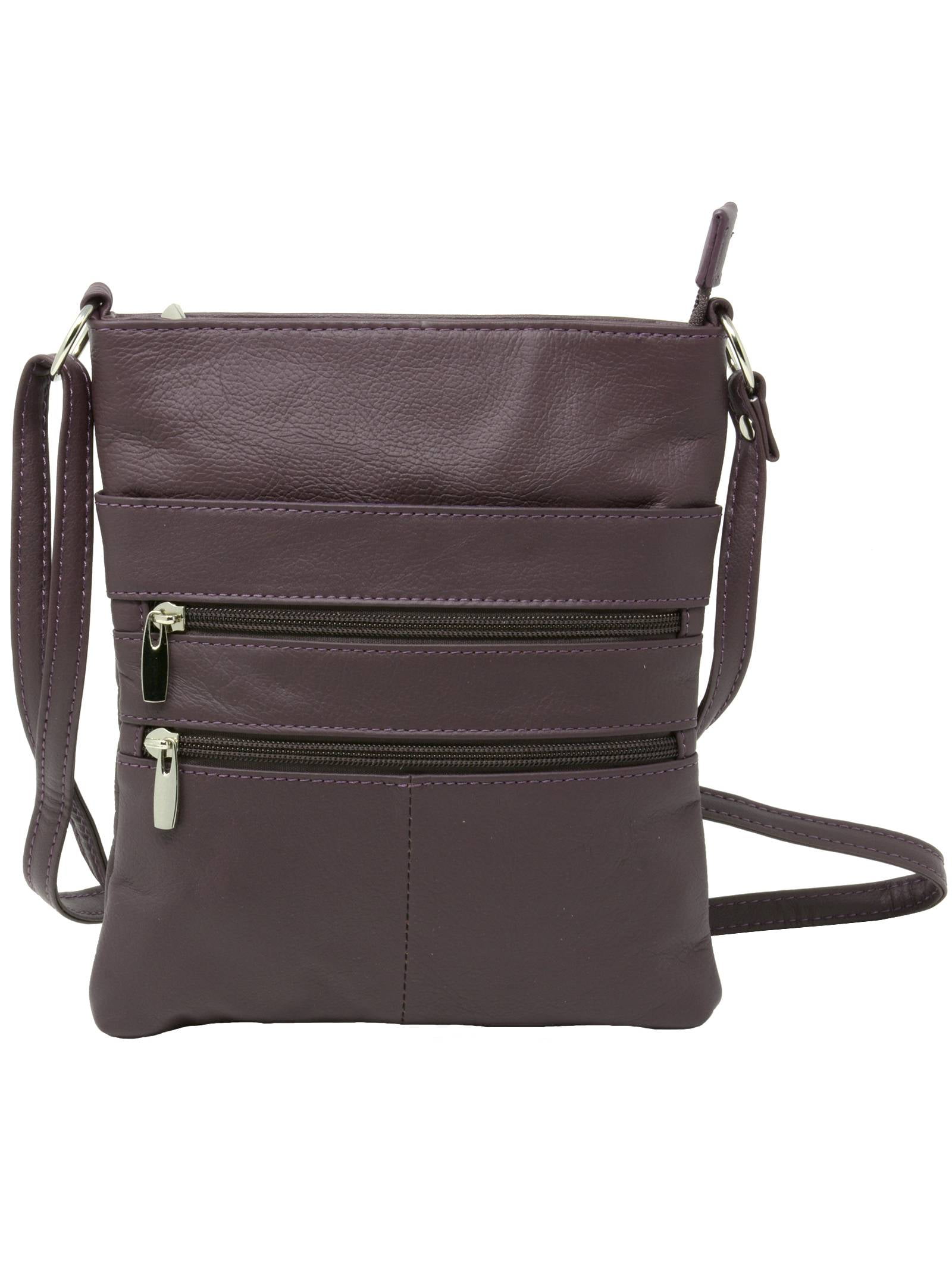 Genuine Leather Organizer Purse Mini Handbag Travel Bag Zippered ...