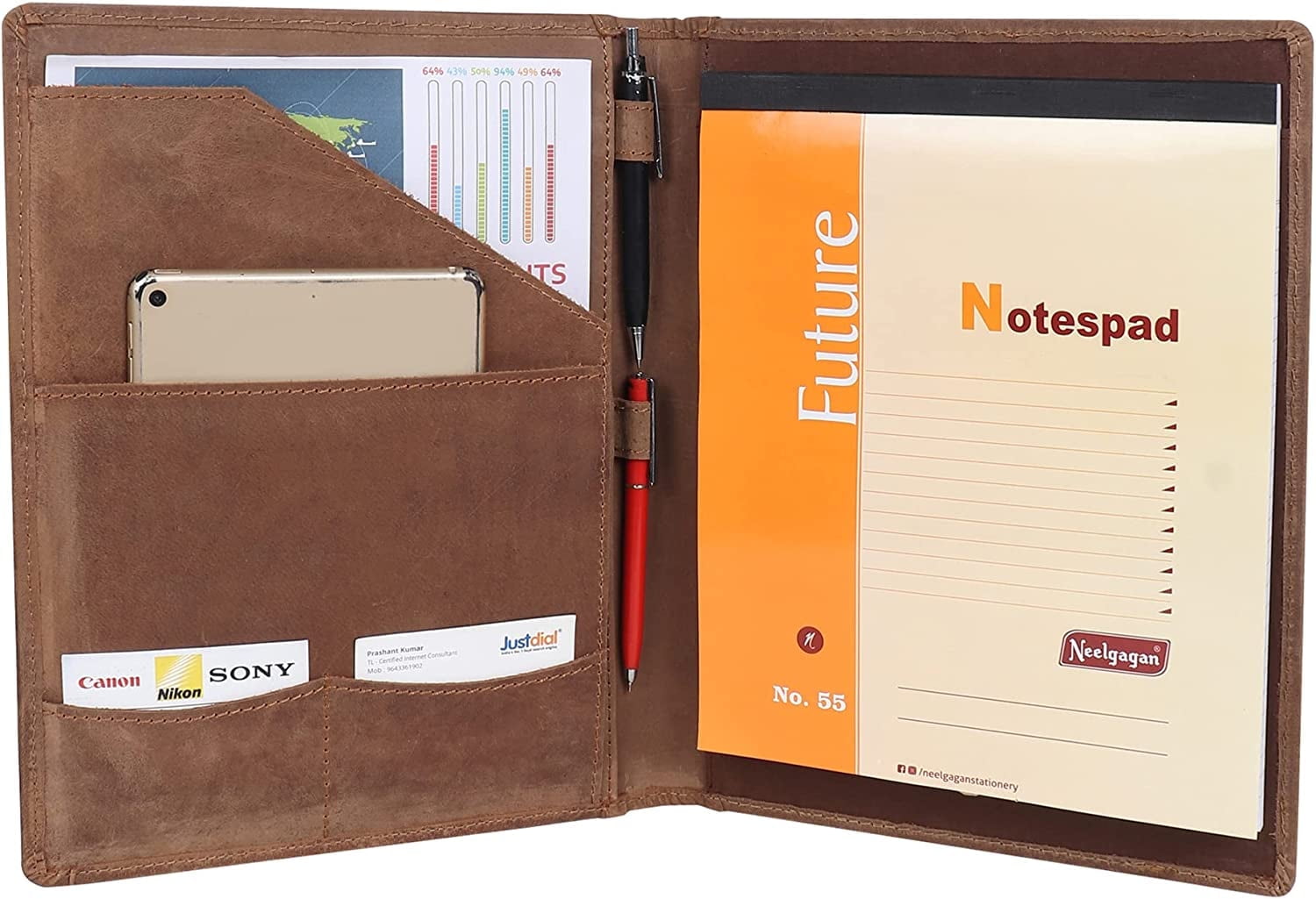 Succor Genuine Leather Business Portfolio Organizer-Professional Card ...