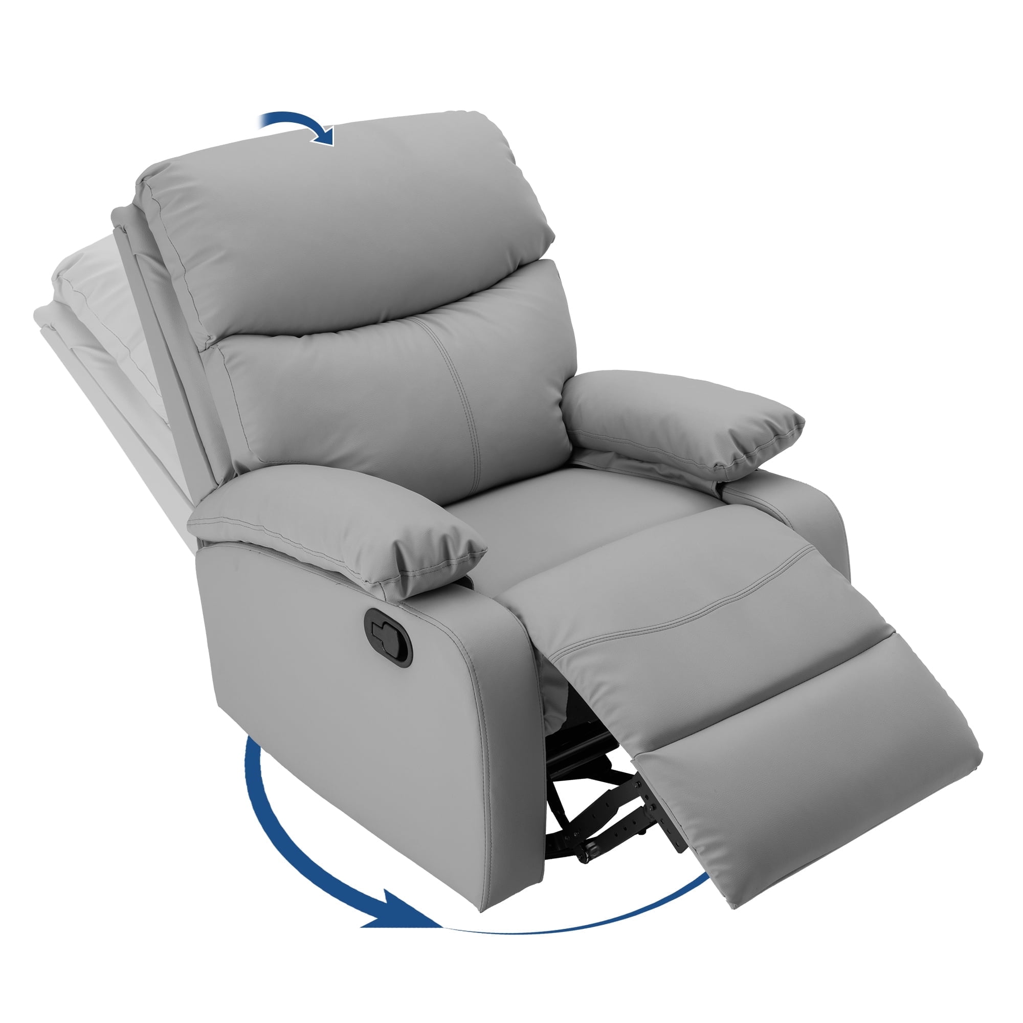 Genuine Leather Recliner Chair with Soft Arms and Back, Single Sofa ...