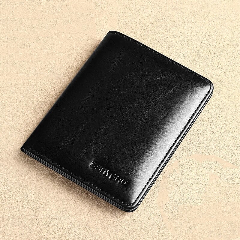 Genuine Leather Rfid Wallet for Men Slim Vertical Wallets Black Thin ...