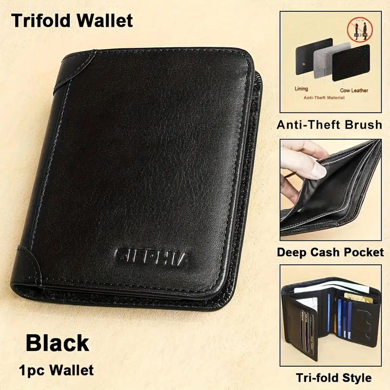 Genuine Leather Rfid Wallets For Men Vintage Thin Short Multi Function ...