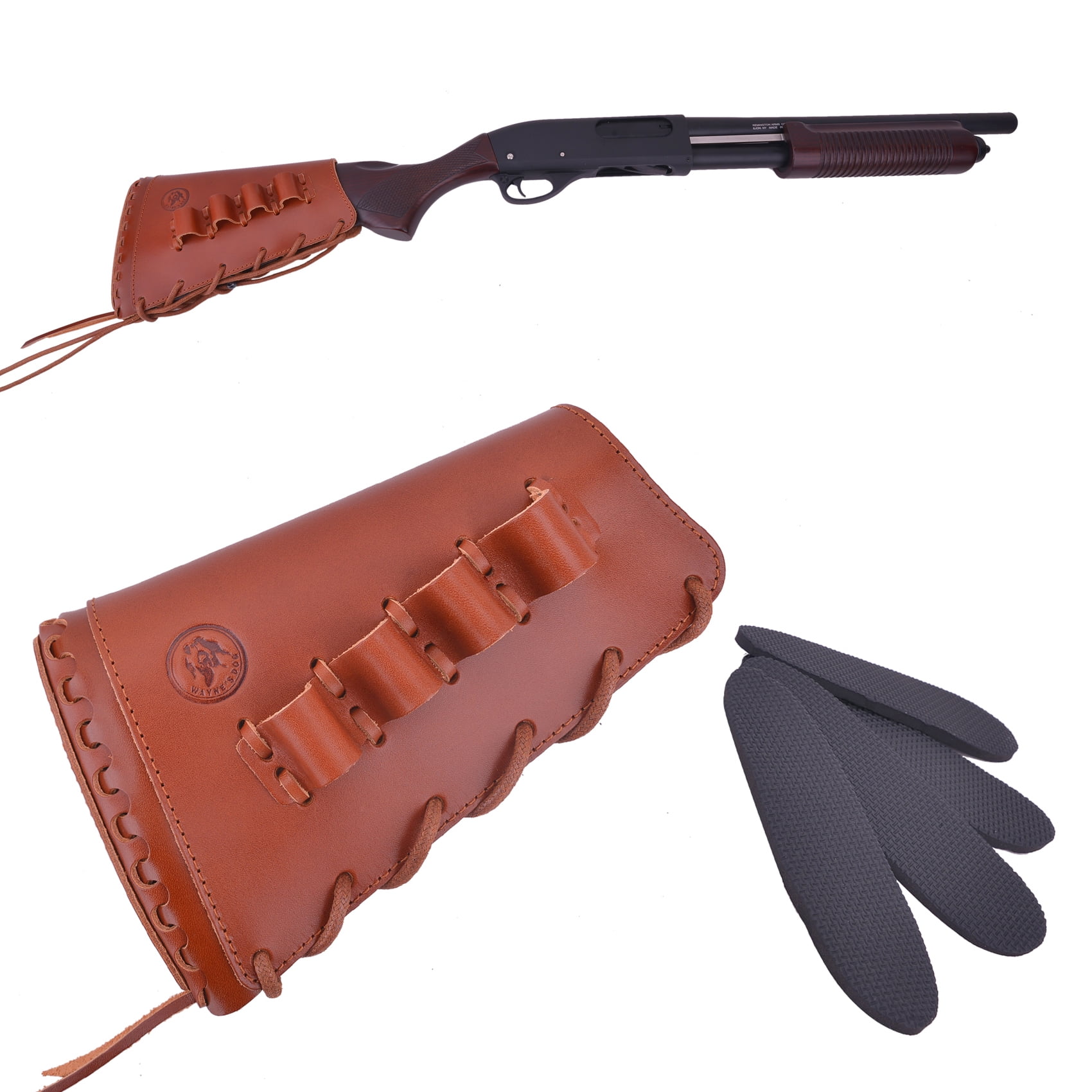 Genuine Leather Shotgun Buttstock Pad Cartridge Shell Holder Cover for ...