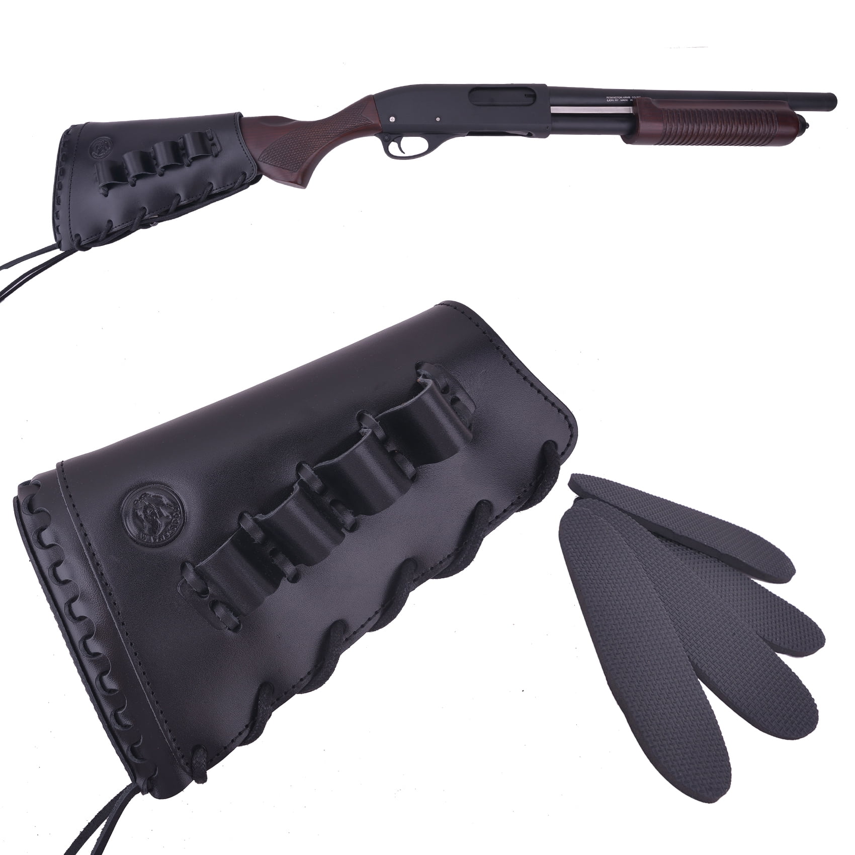 Genuine Leather Shotgun Buttstock Pad Cartridge Shell Holder Cover for ...