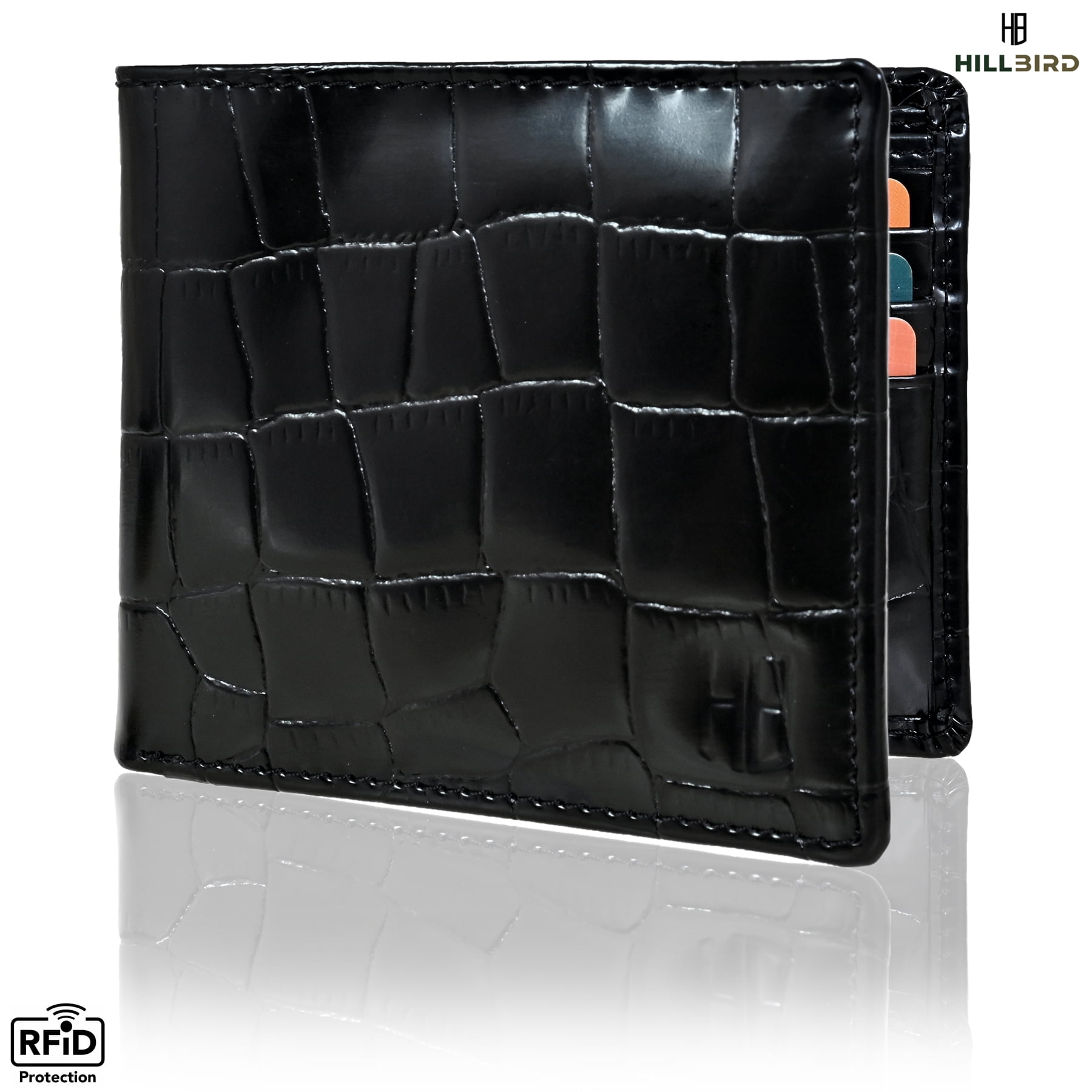 Genuine Leather Slim Bi-fold Wallets For Men RFID Blocking Holiday ...