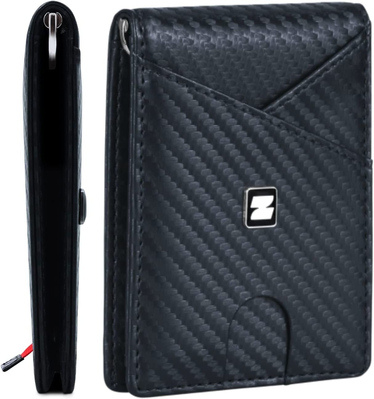 Genuine Leather Slim Carbon Fiber Wallet for Men \u2013 Front Pocket ...