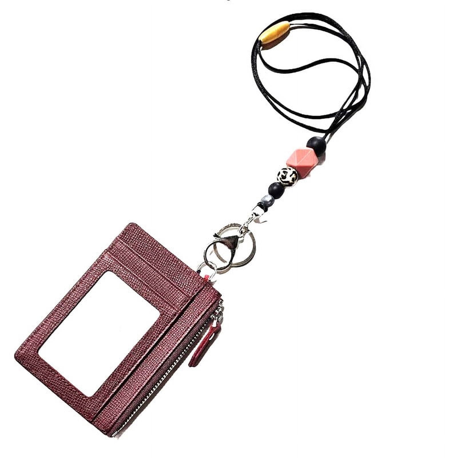 Genuine Leather Slim Minimalist Wallet with Zipper & Lanyard, Saffiano ...