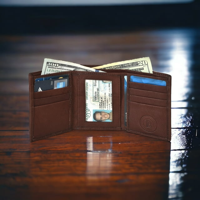 Genuine Leather Slim Trifold Wallets For Men - Mens Wallet RFID ...