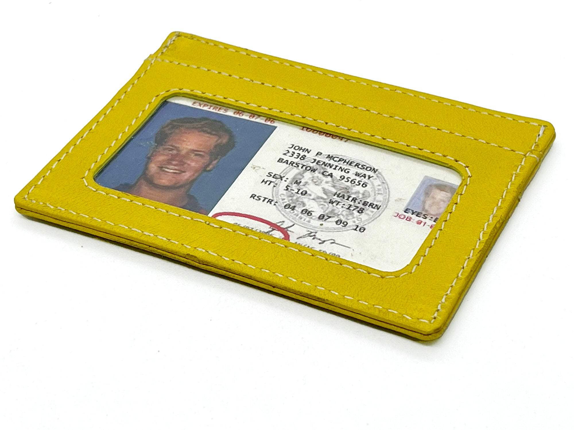Genuine Leather Slim Wallet 2 Credit Card Case Sleeve Minimalist Front ...