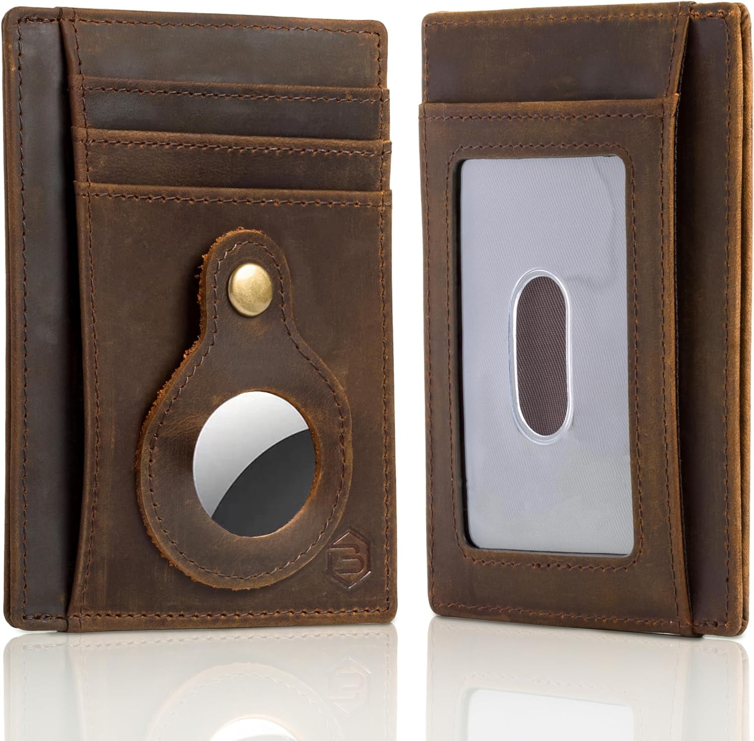 Genuine Leather Slim Wallet for Men AirTag Wallet Men Minimalist Card ...