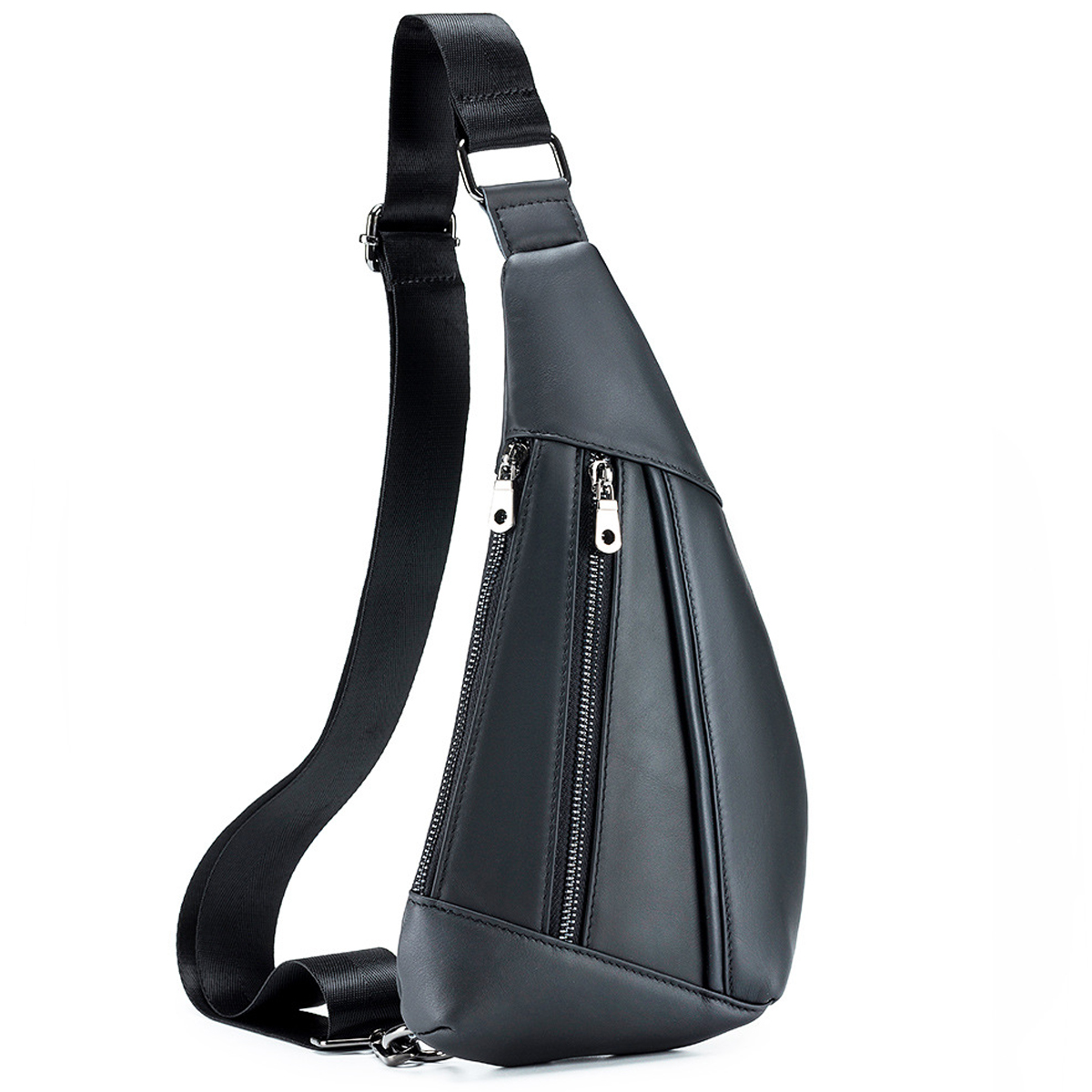 Genuine Leather Sling Bag Crossbody Motorcycle Bag Handmade Chest Bag ...