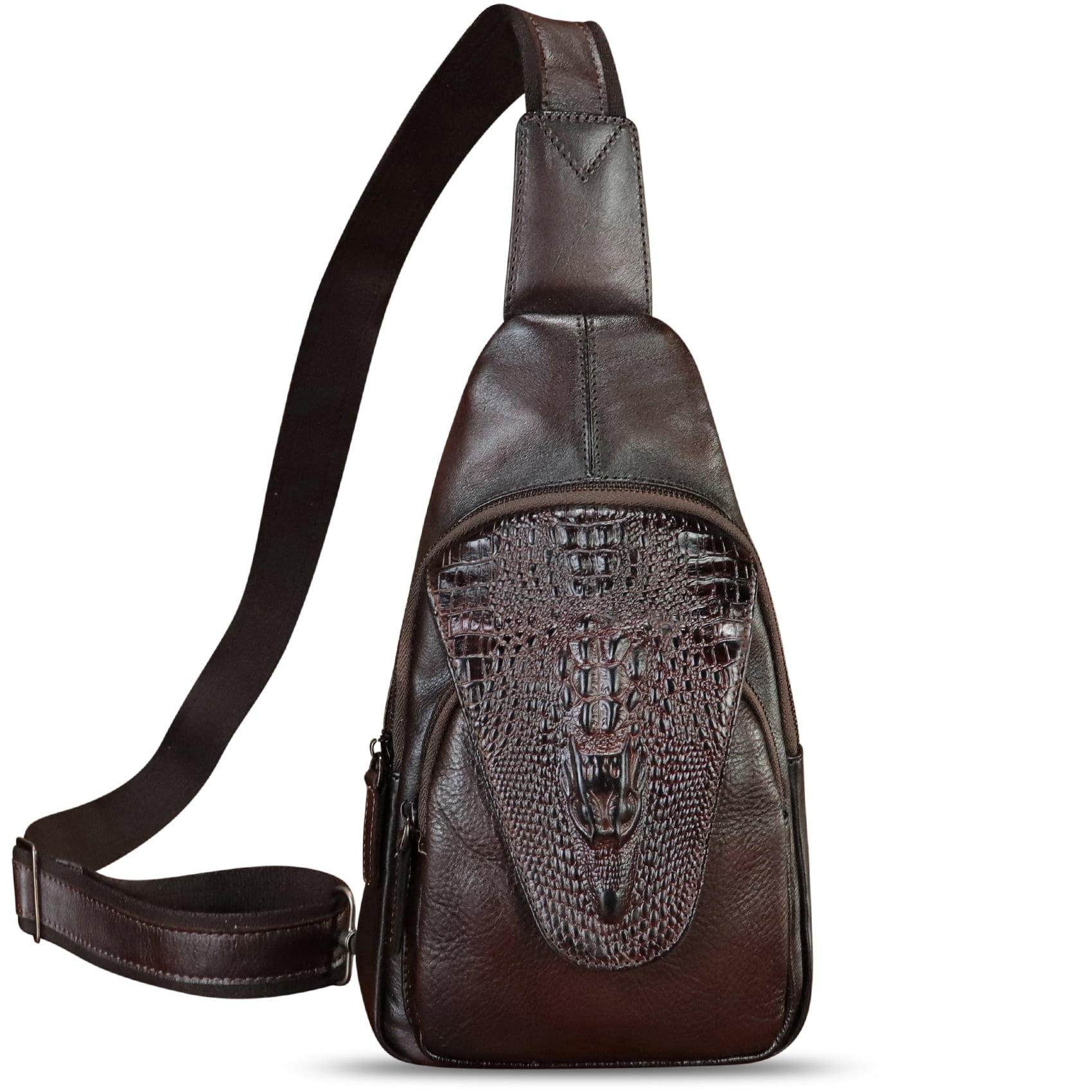 Genuine Leather Sling Bag for Men Women Retro Crossbody Bag Sling ...