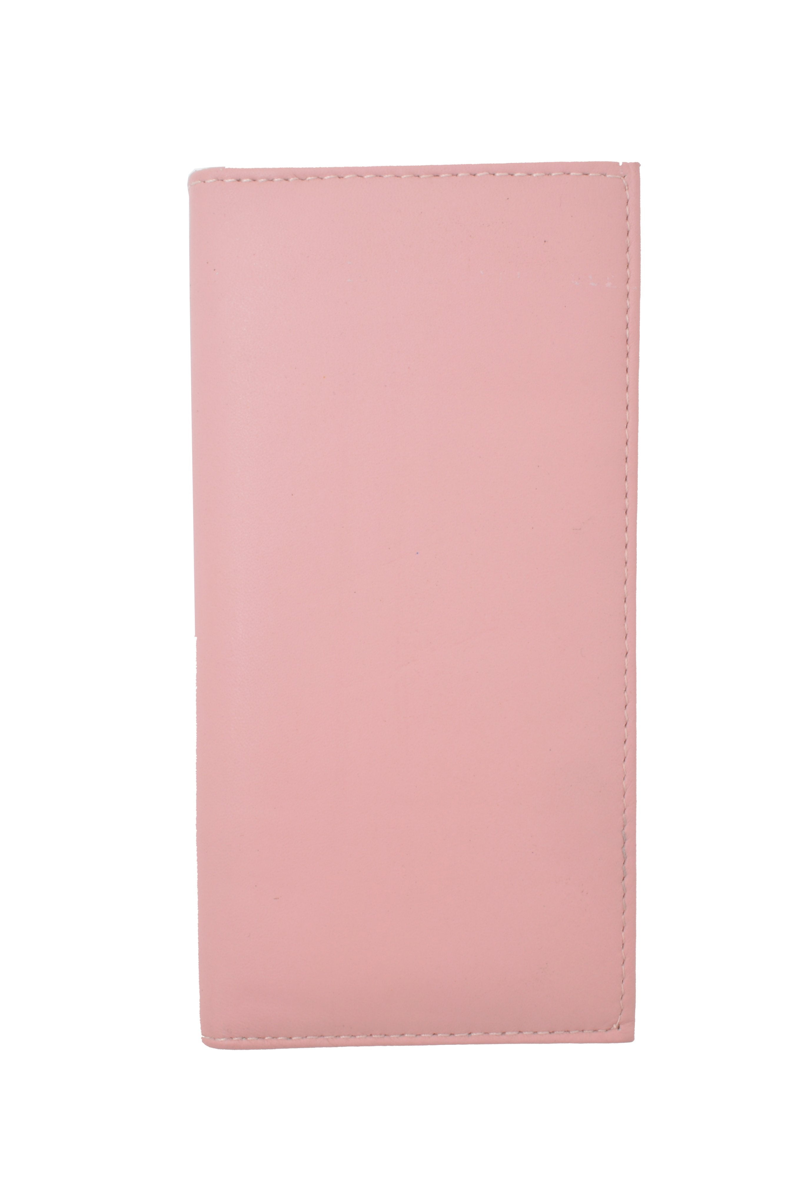 Genuine Leather Standard Plain Checkbook Cover Long Wallet Men Women ...