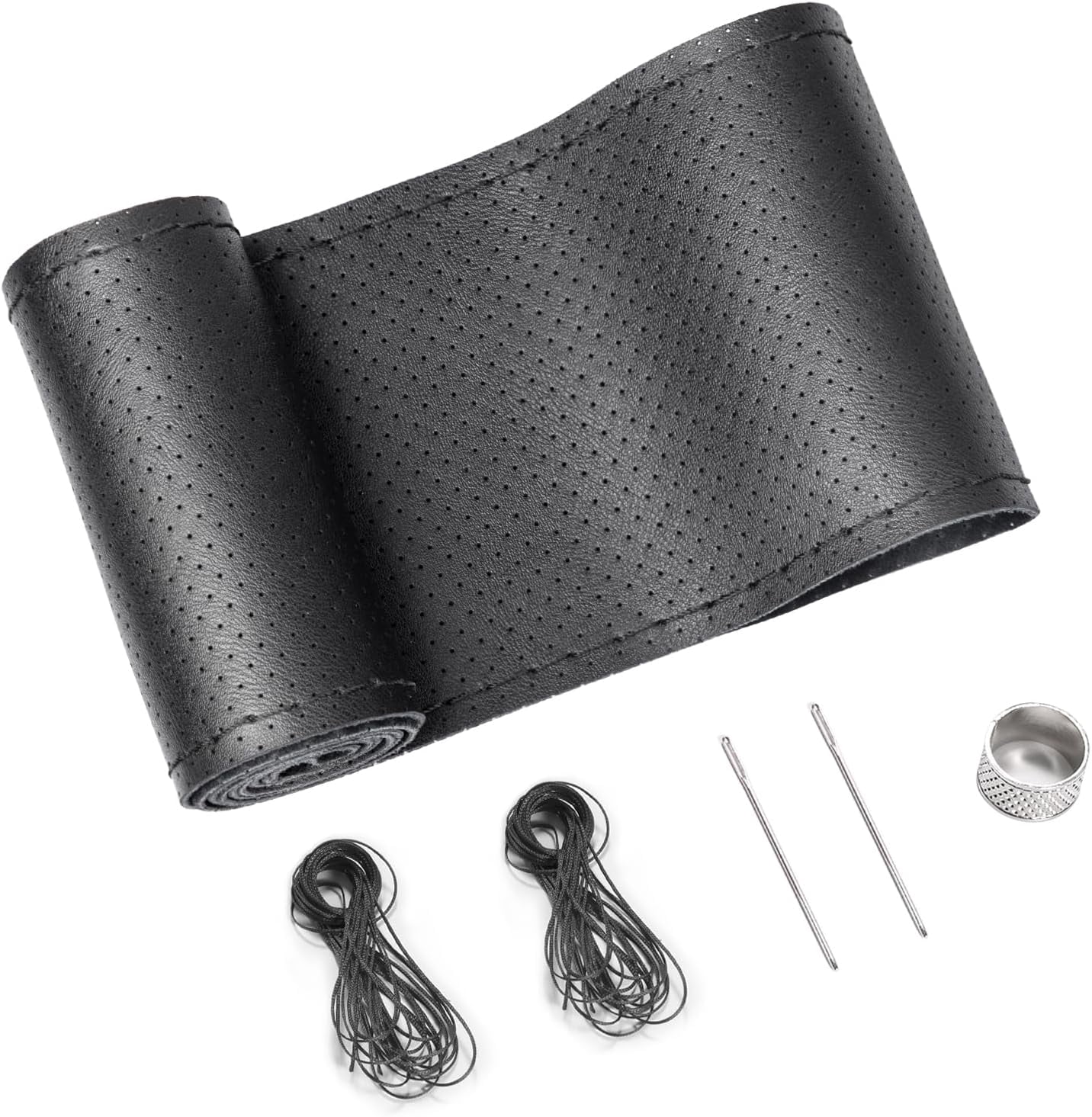 Genuine Leather Steering Wheel Cover, Stitch On Wrap, Breathable ...