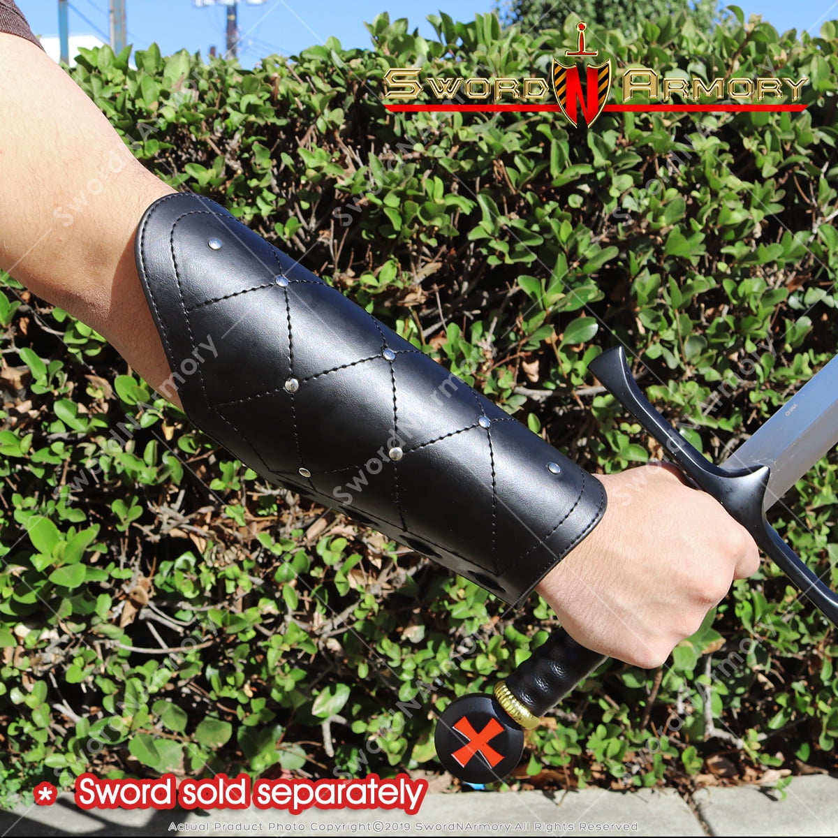 Genuine Leather Studded Medieval Bracer Pair Gauntlet Arm Guard ...