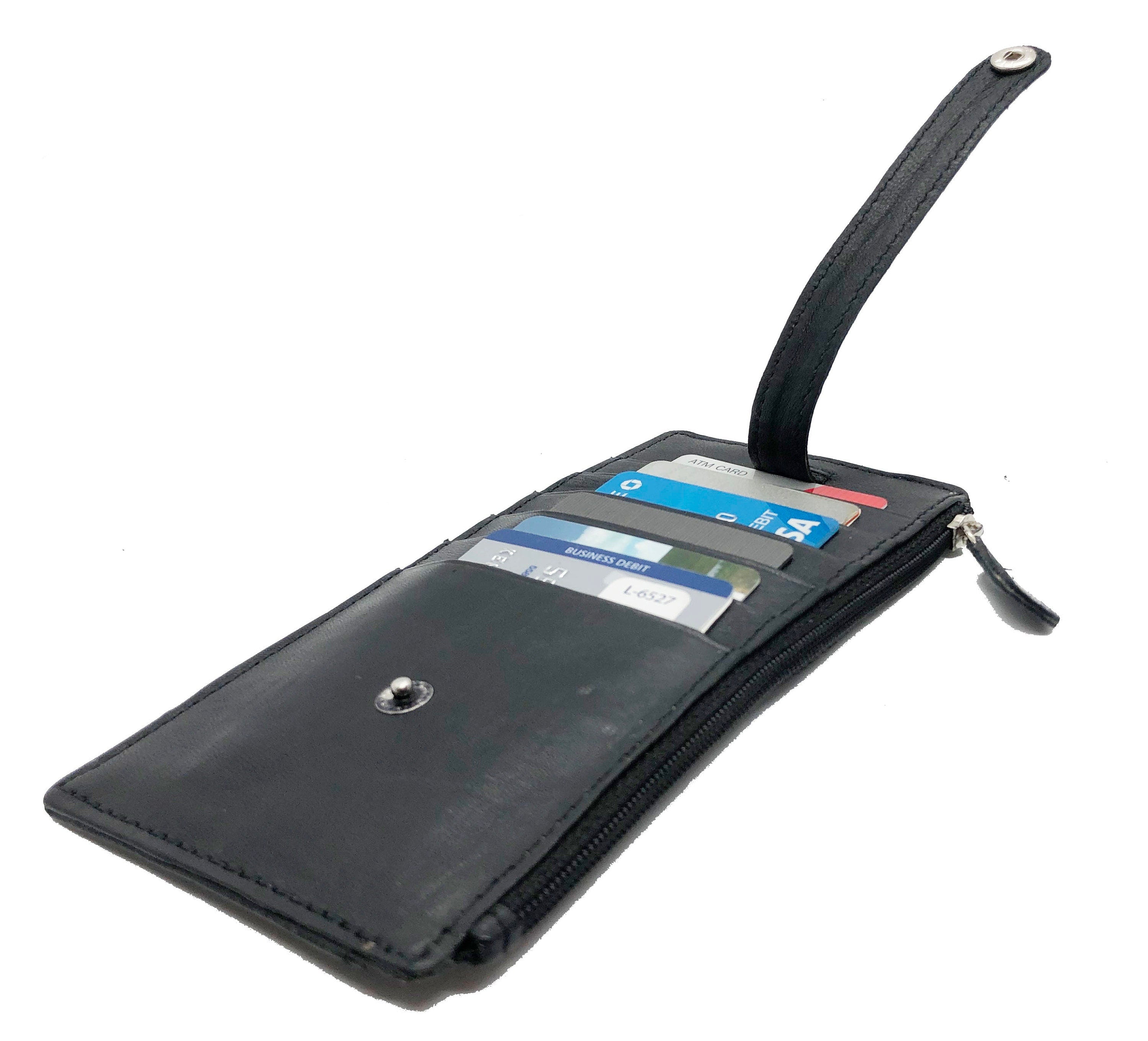 Genuine Leather Thin Vertical Stacker Women's Wallet Card Case with ID ...