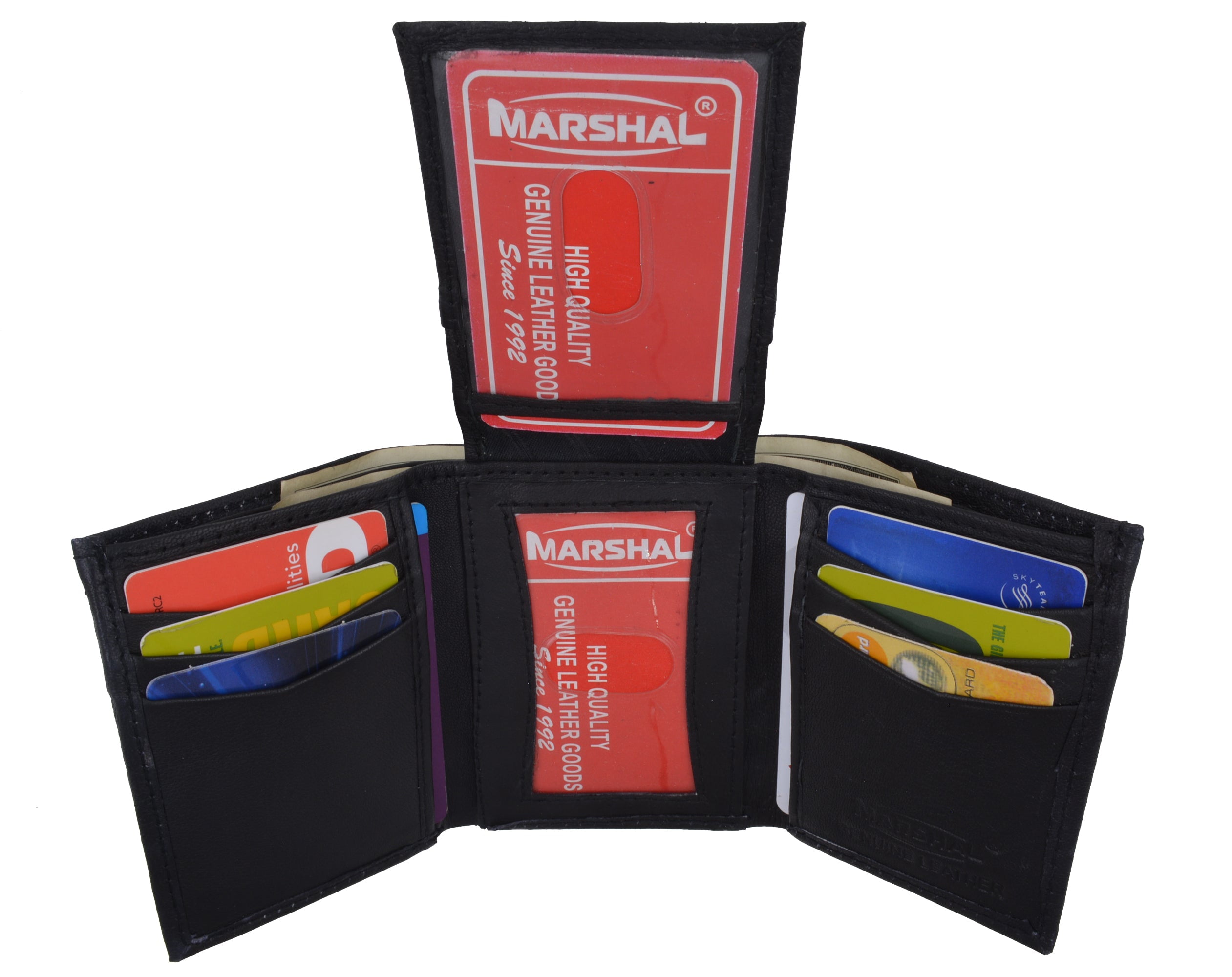 Genuine Leather Trifold Middle Flap Up ID Window Wallet 2755 - Walmart.com