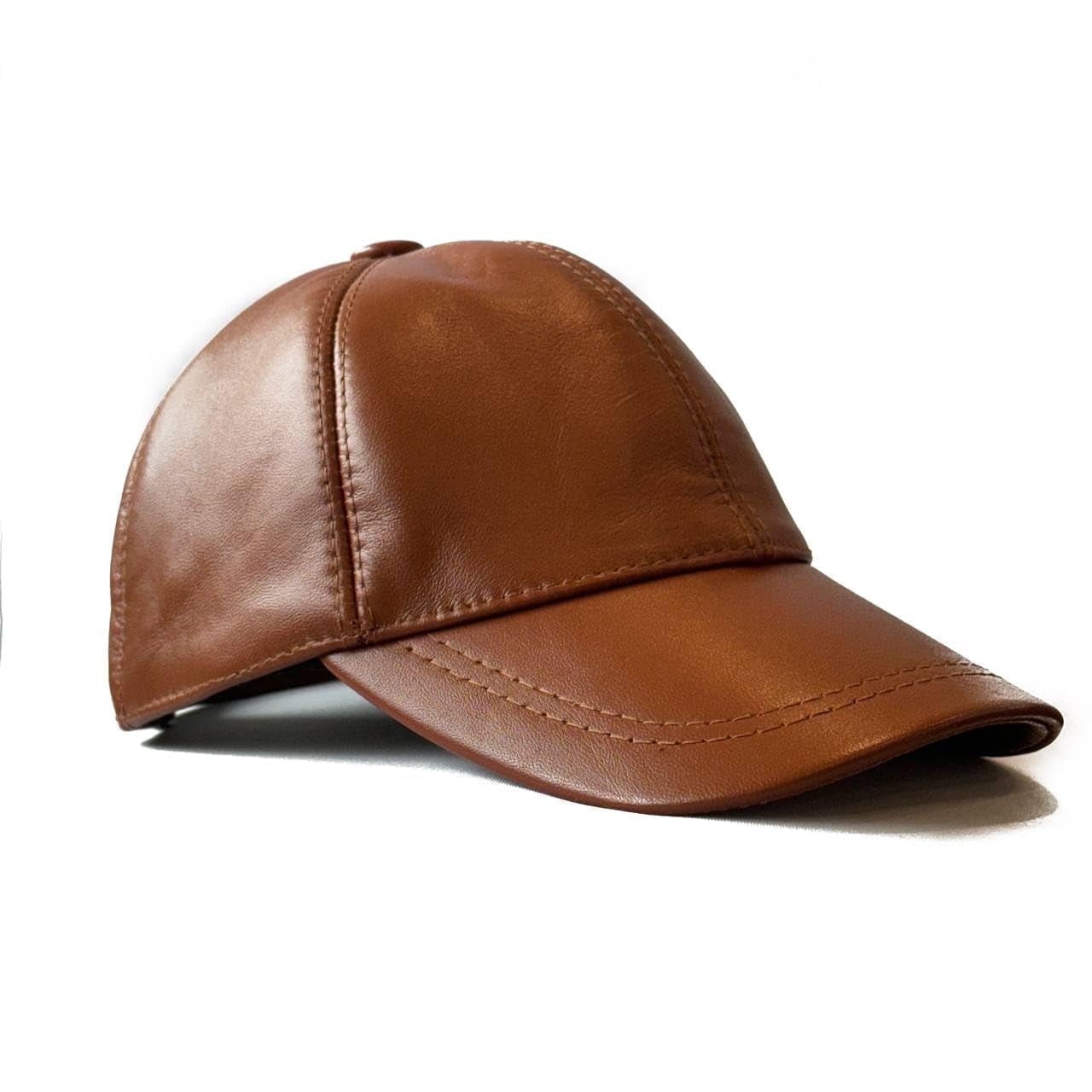 Genuine Leather Unisex Baseball Cap - Lambskin Leather Adjustable Dad ...