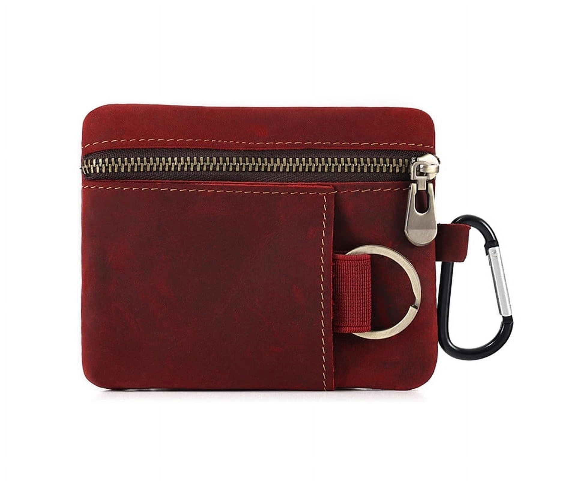 Genuine Leather Unisex Coin Purse Card Holder with Key Ring & Clip ...