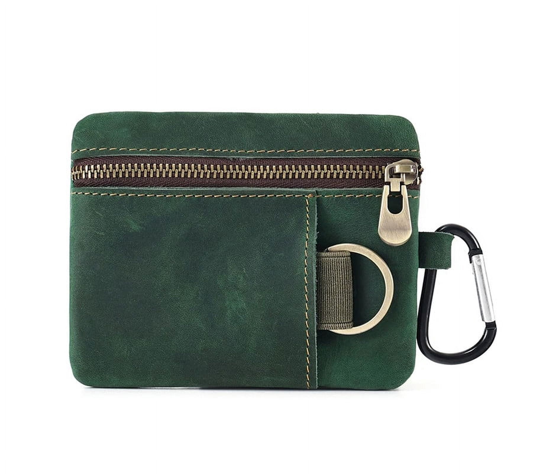 Genuine Leather Unisex Coin Purse Card Holder with Key Ring & Clip ...