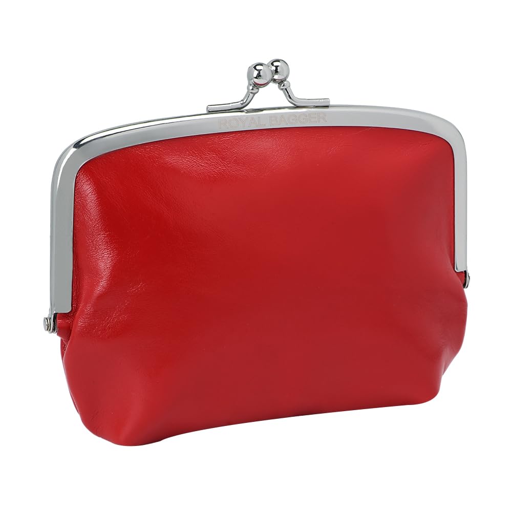 Genuine Leather Vintage Coin Purse Compact Secure Kiss-Lock Design for ...